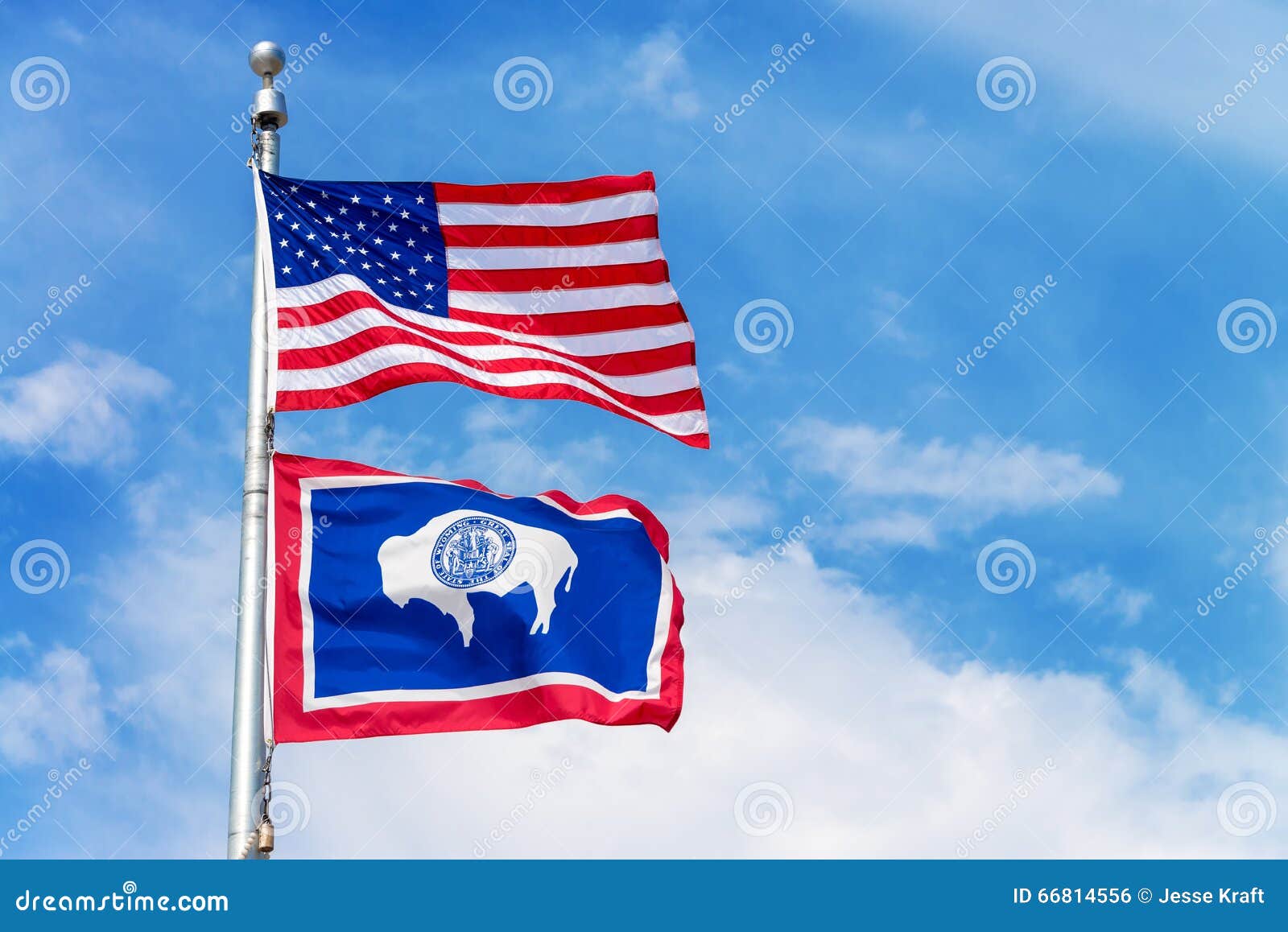 American and Wyoming State Flag Stock Photo - Image of symbol, american ...