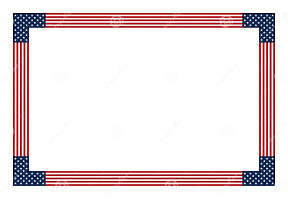 American Flag Motif, Decorative Horizontal Border, Vertical Rectangle ...