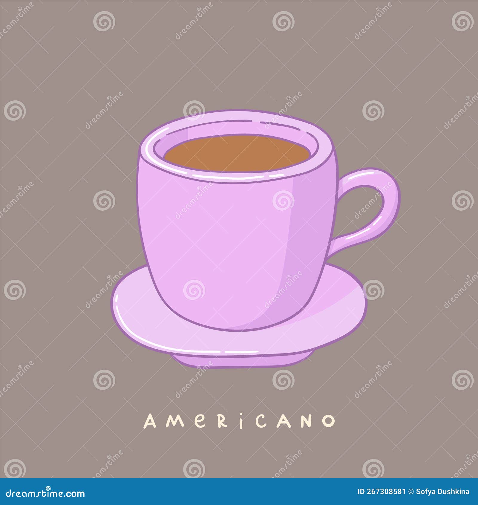 Americano Coffee Vector Illustration. Poster of Beautiful Mug with ...
