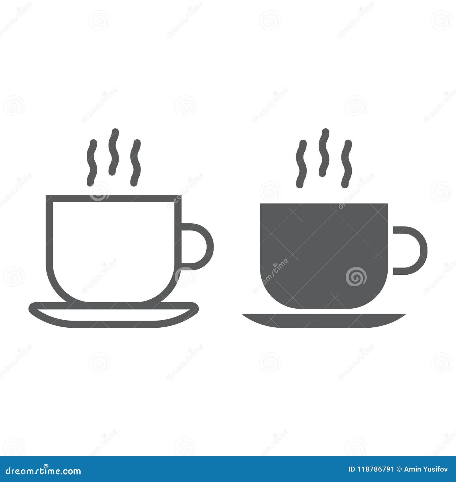Americano Line and Glyph Icon, Coffee and Cafe Stock Vector ...