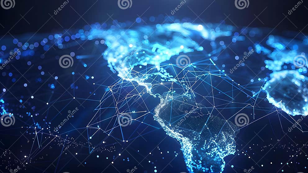 Americas Connectivity Web: Data Flow Visualization. Concept Digital ...