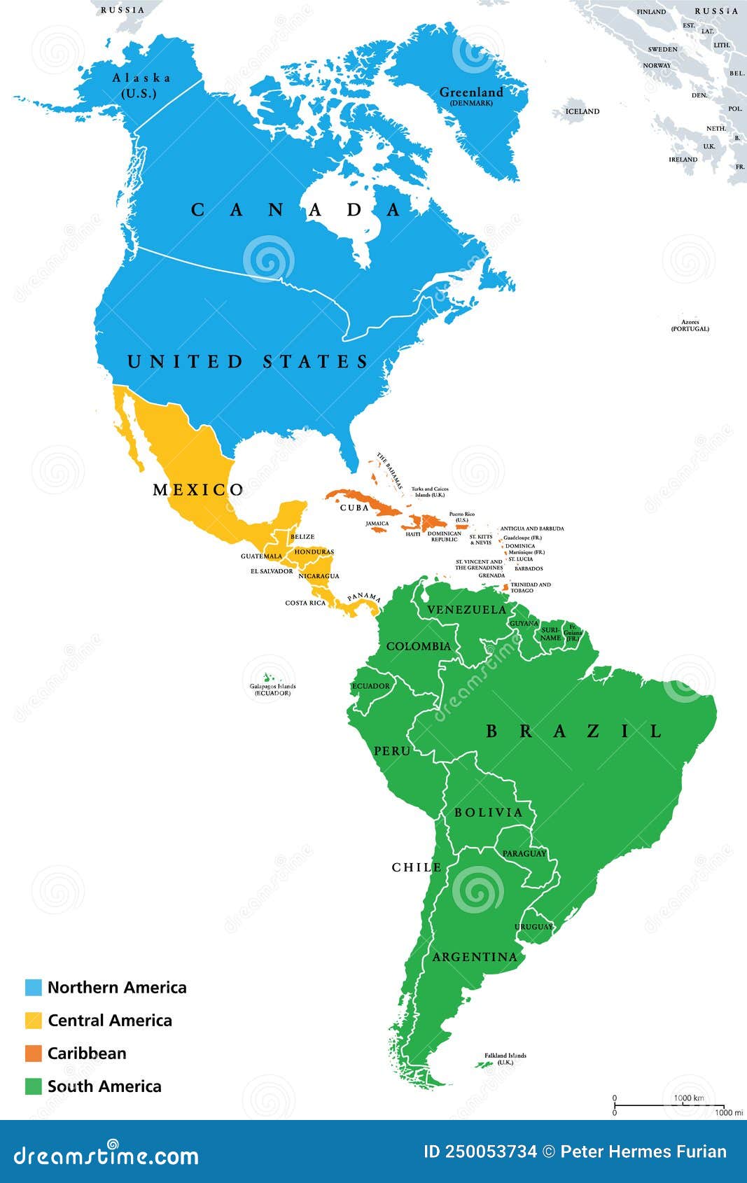 The Americas, Geoscheme and Political Map, Subdivisions for Statistics ...