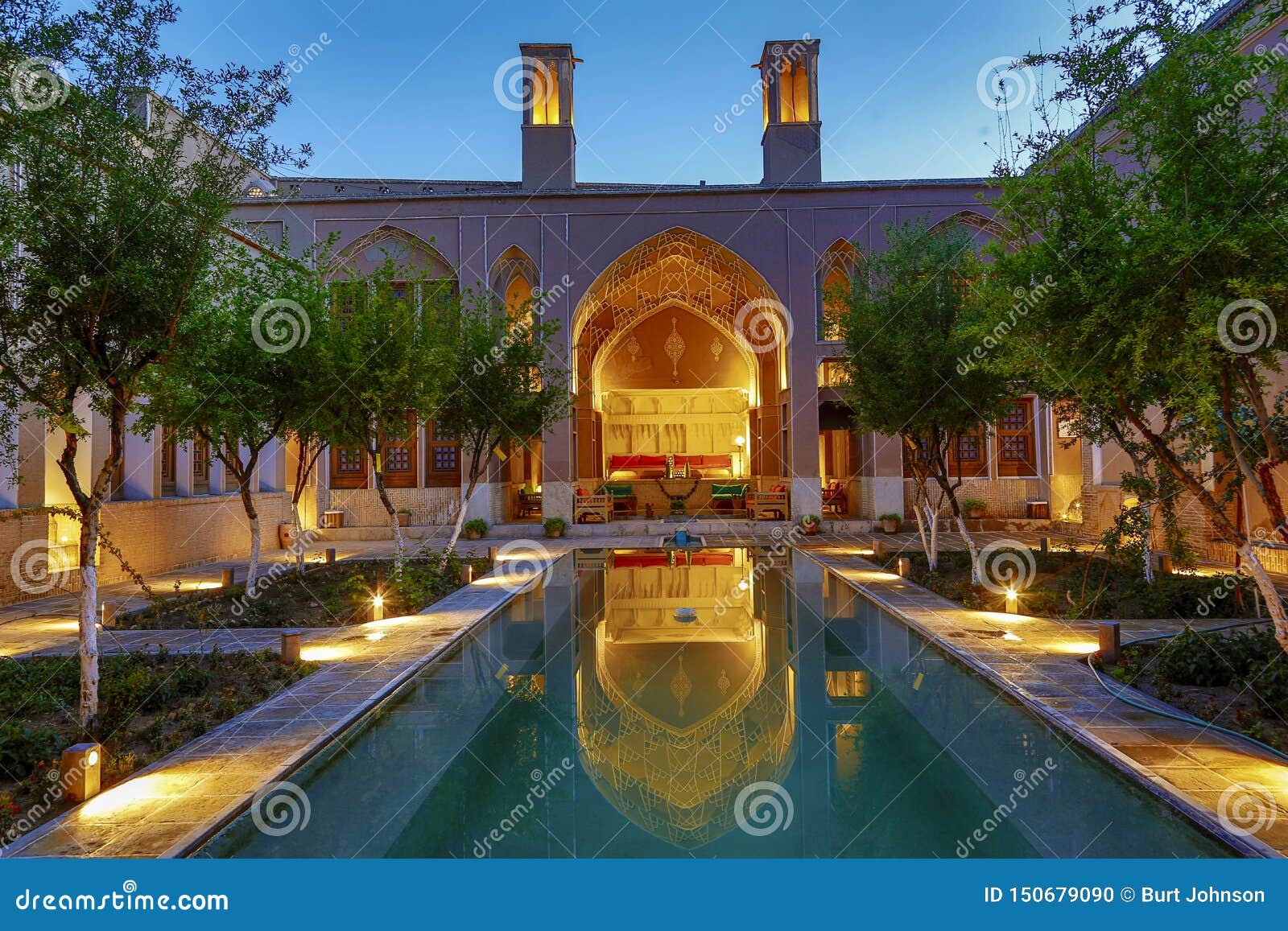 The Ameriha Reflecting Pools in Kahsan Iran after Sundown Stock Photo ...