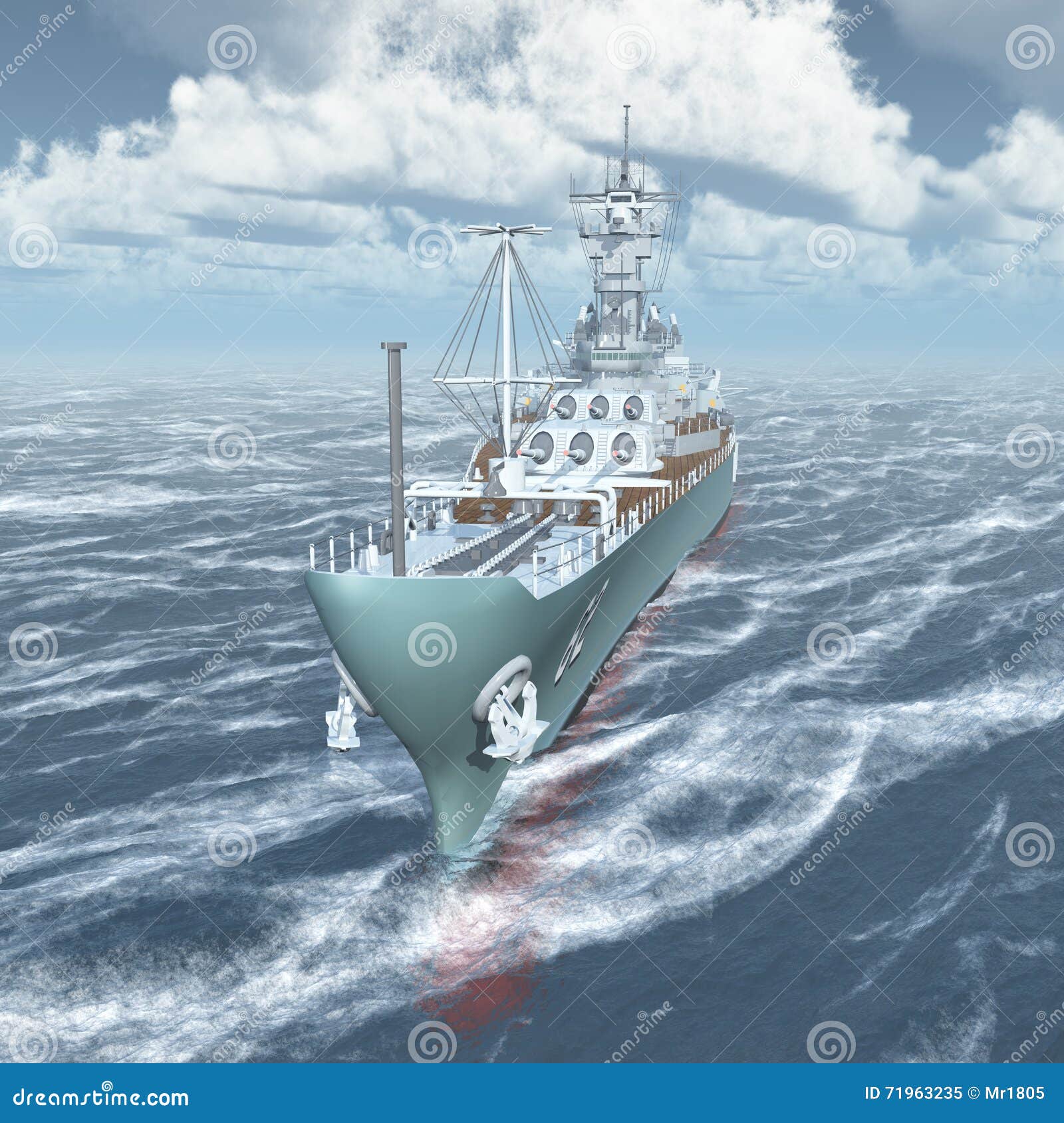 Amerikaans Slagschip Van Wereldoorlog II Stock Illustratie ...