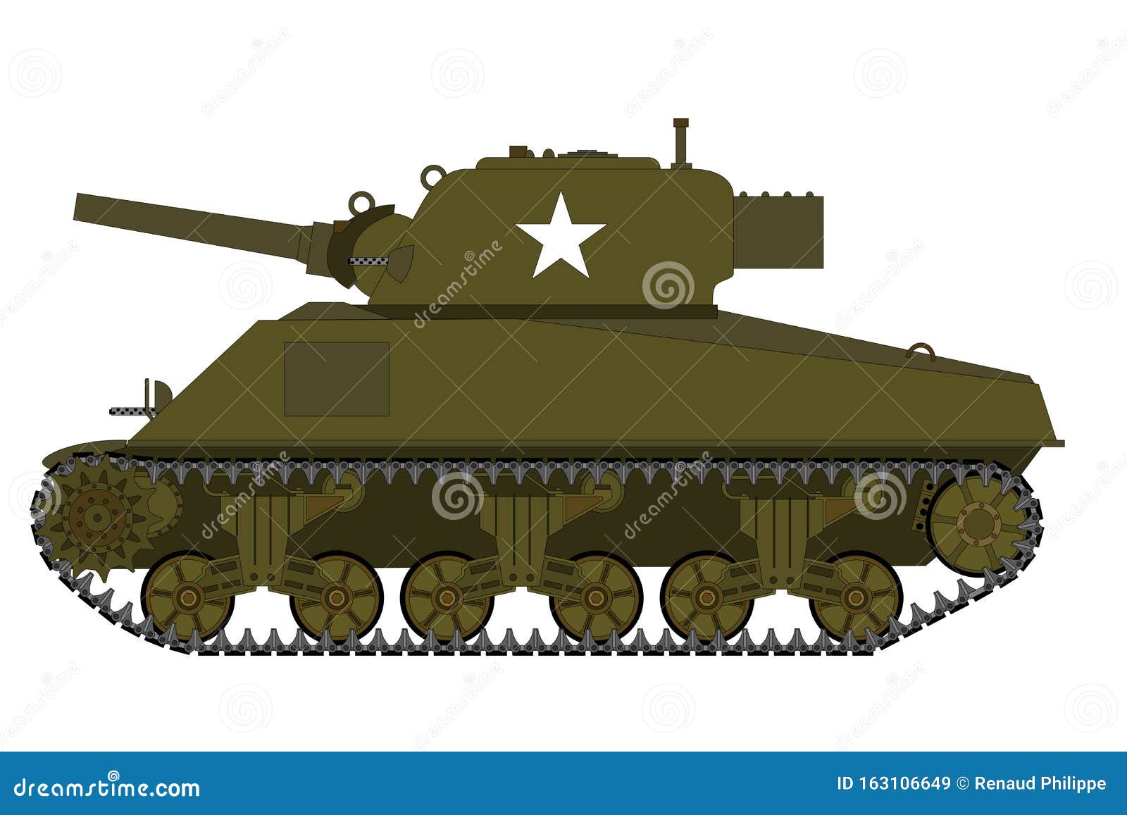 Amerikaanse WW2 M4 Sherman-tank Vector Illustratie - Illustration of ...