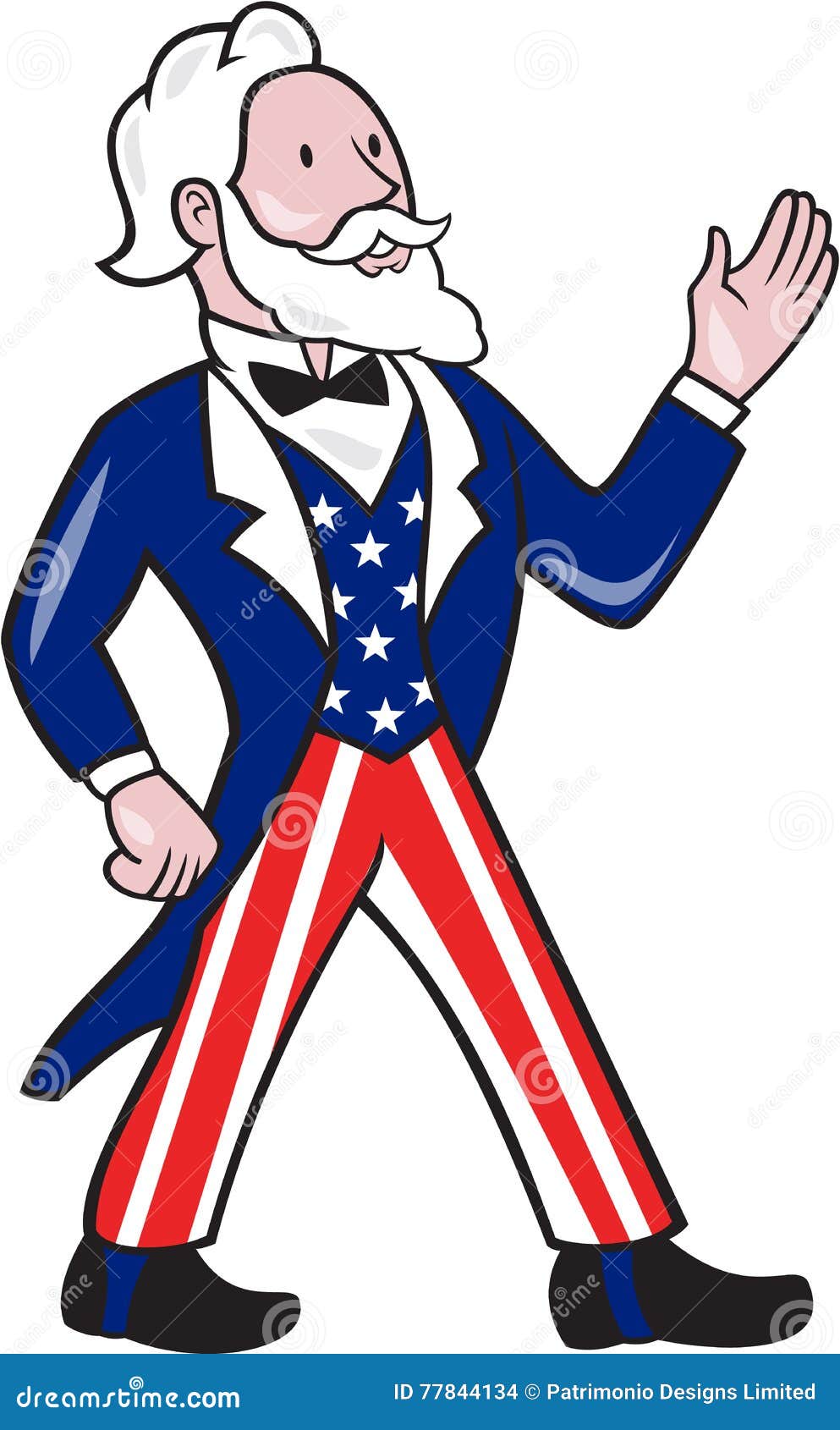 Amerikanischer Onkel Sam Waving Hand Cartoon Vektor Abbildung - Illustration von seite ...