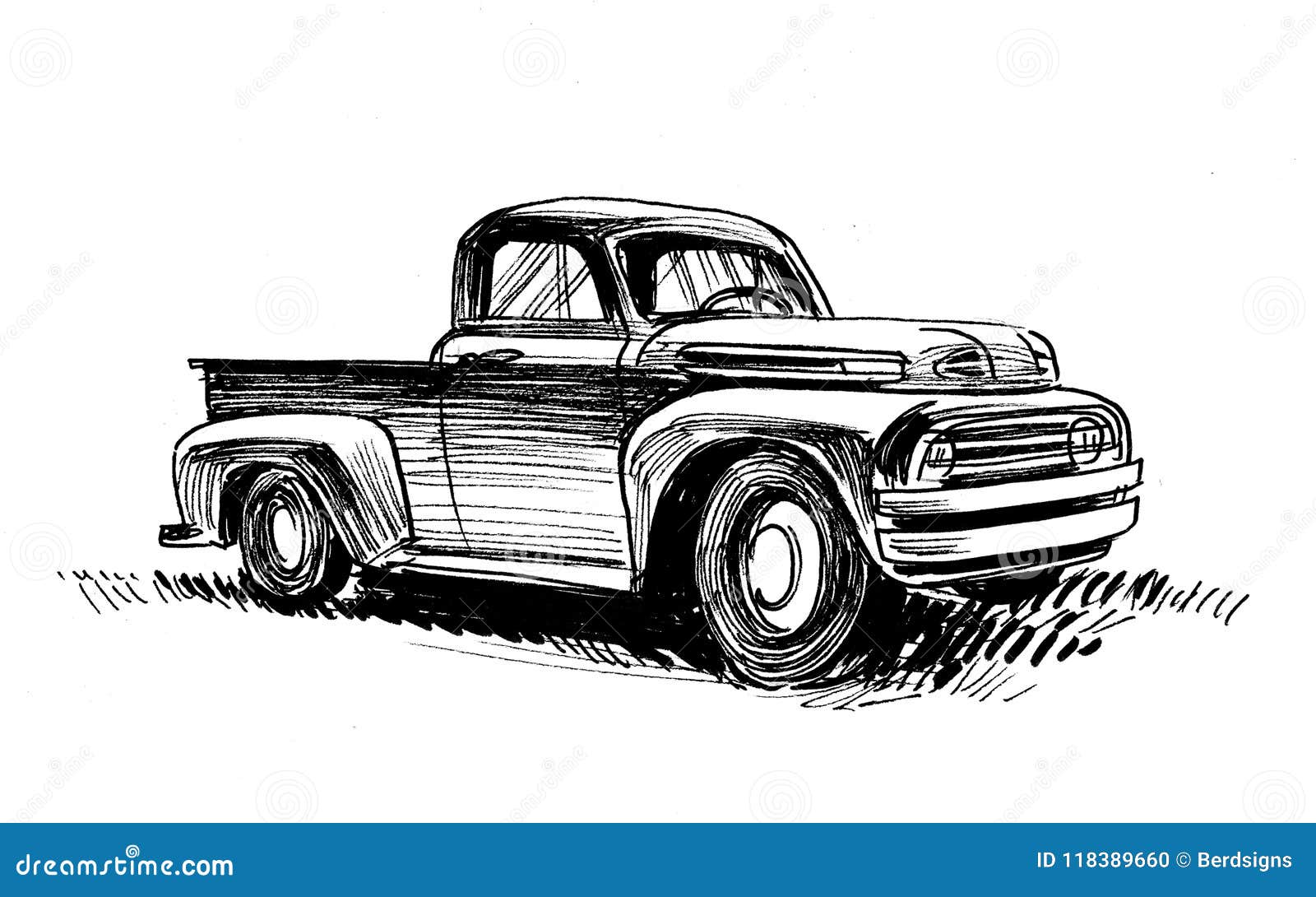 Amerikansk lastbil stock illustrationer. Illustration av skissa - 118389660