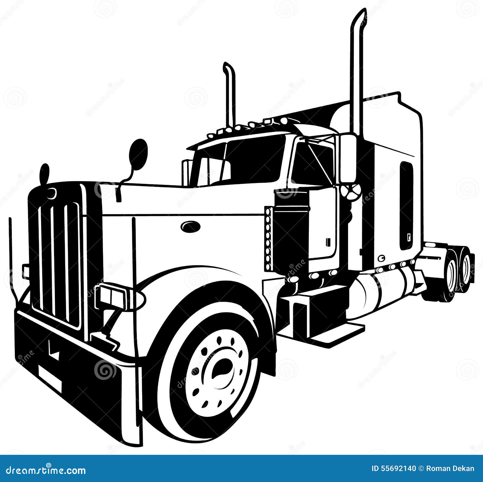 Amerikansk lastbil vektor illustrationer. Illustration av motor - 55692140