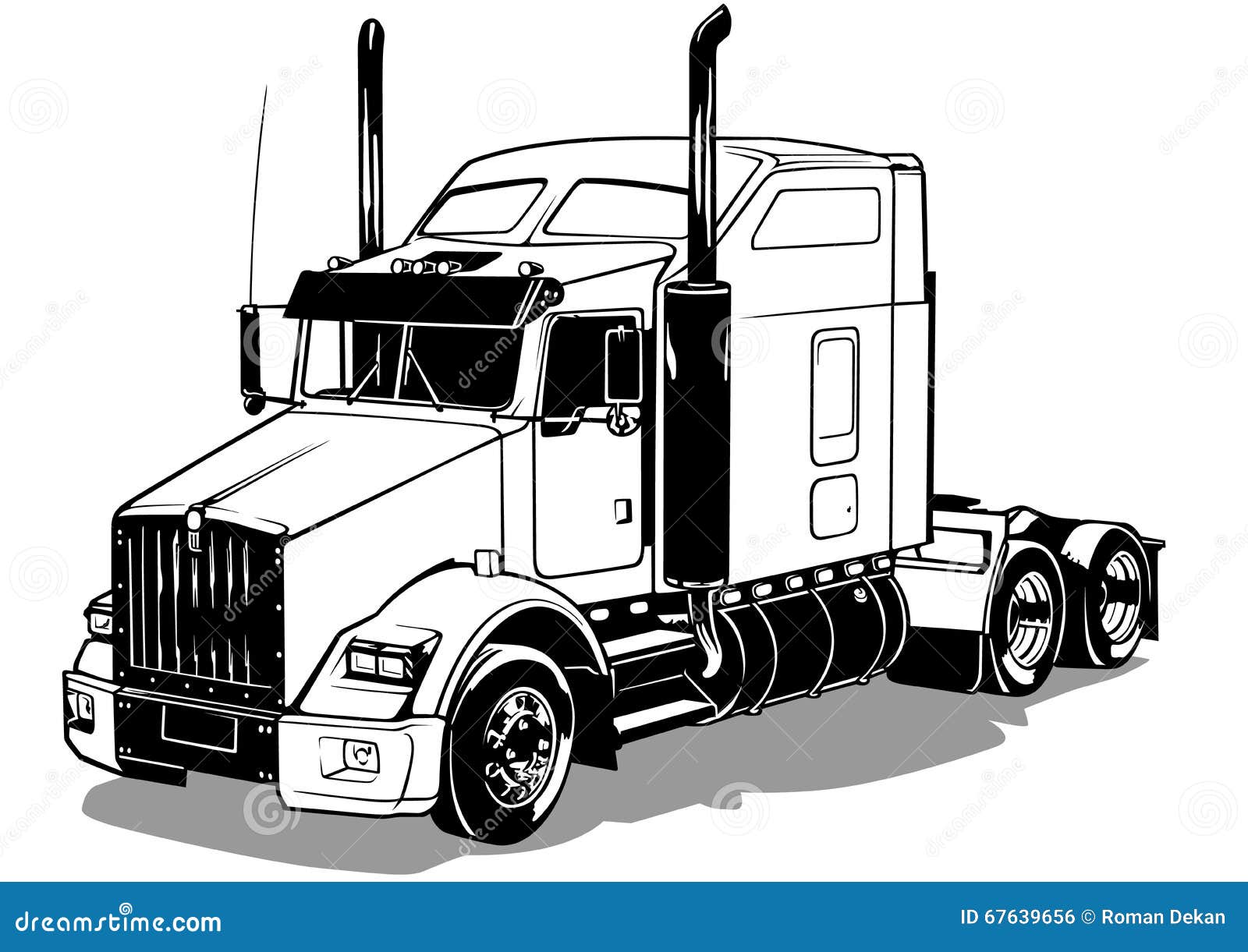 Amerikansk lastbil vektor illustrationer. Illustration av vektor - 67639656