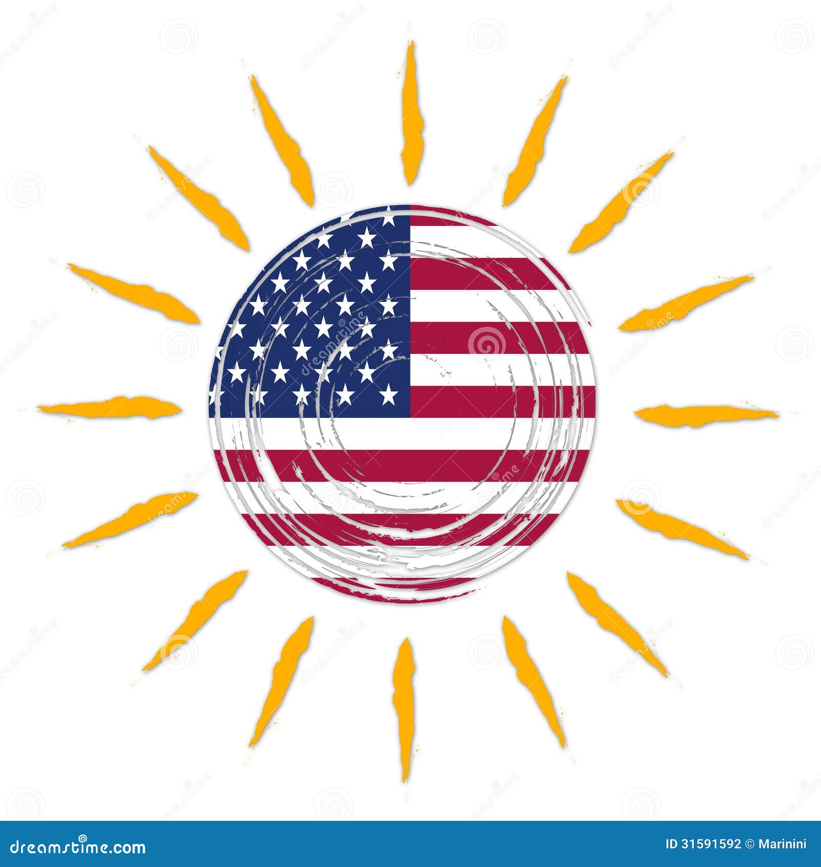 Amerikanska flaggan i sol stock illustrationer. Illustration av ...