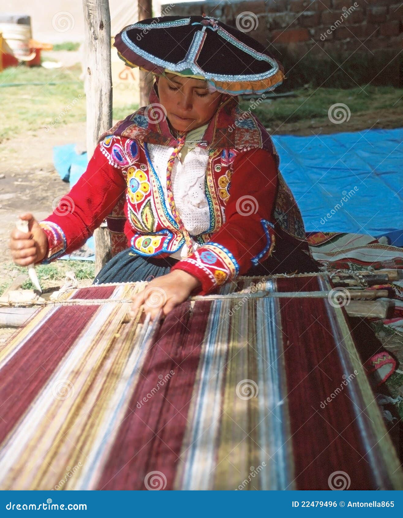 Amerindian Woman and Andean Textile Editorial Photo - Image of ...