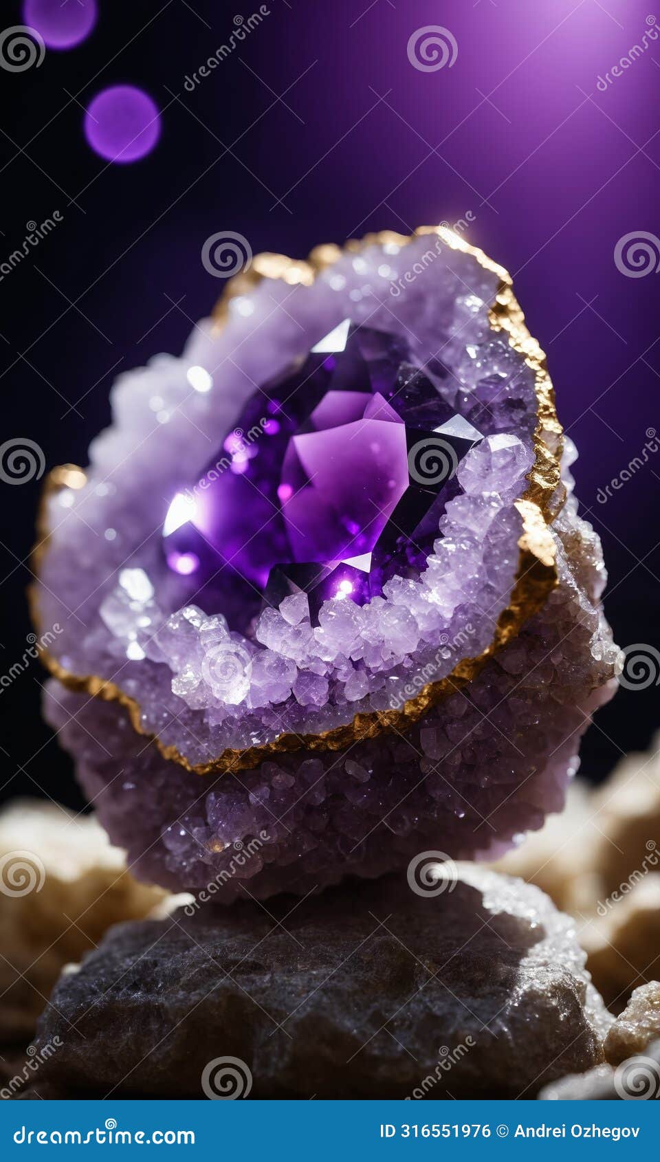 Amethyst on the Black Background. Amethyst is a Natural Mineral. Stock ...