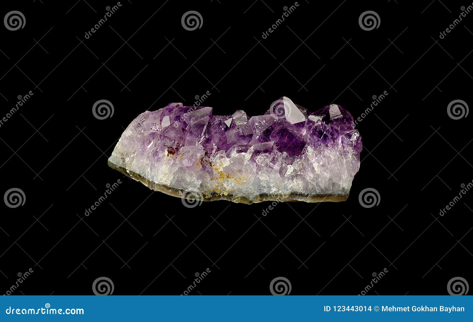 Amethyst Cluster Isolated on Black, Side View Stock Photo - Image of ...