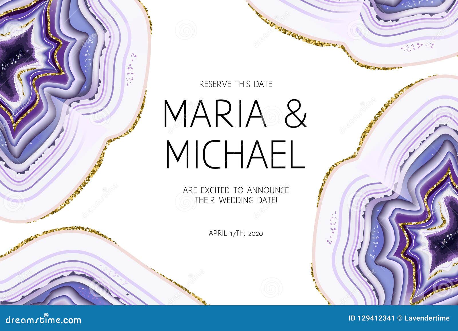 Amethyst Crystal Geode Purple Horizontal Vector Frame. | CartoonDealer ...