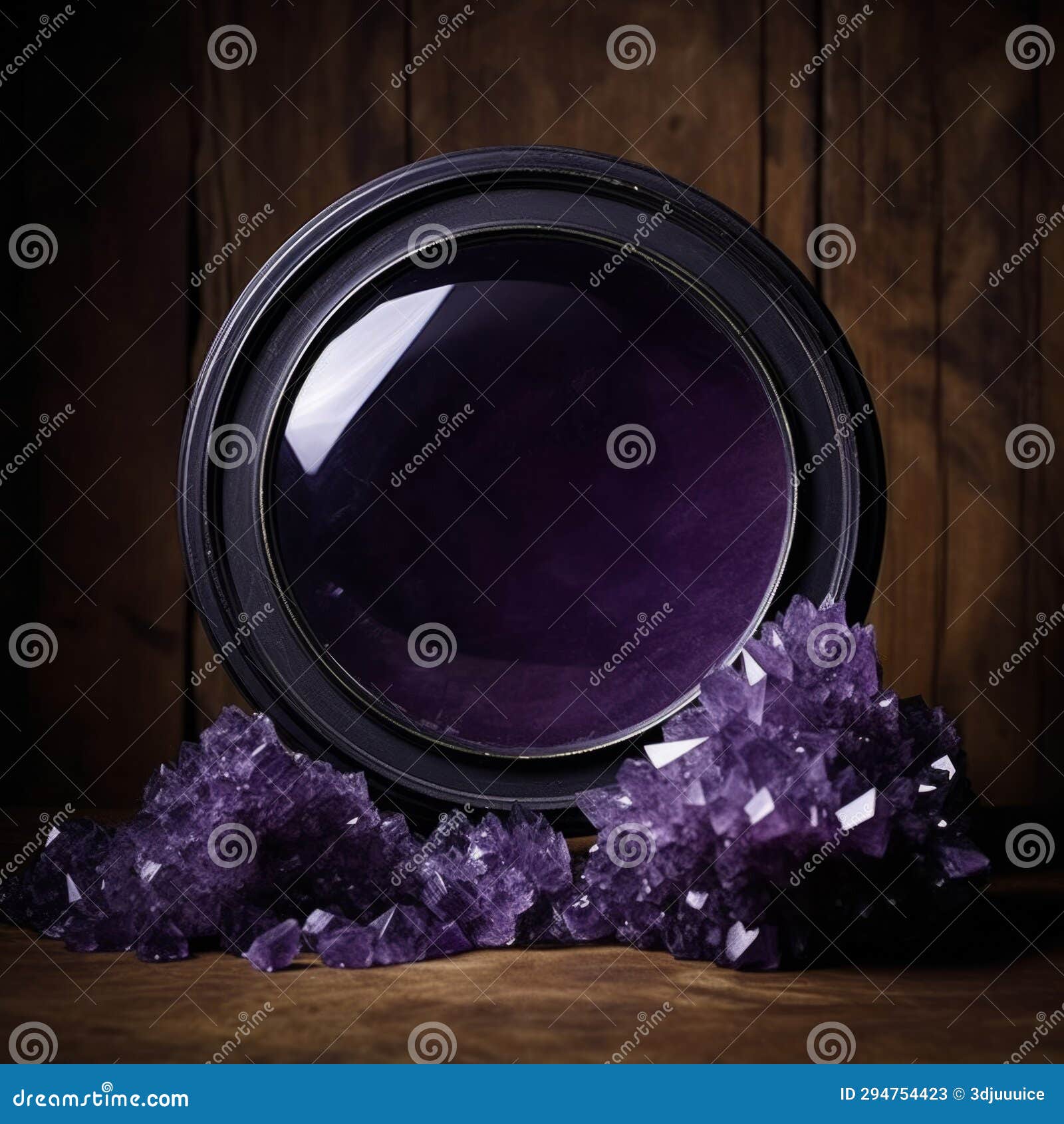Amethyst Crystal Minimalistic Round Picture Frame. Stock Illustration ...