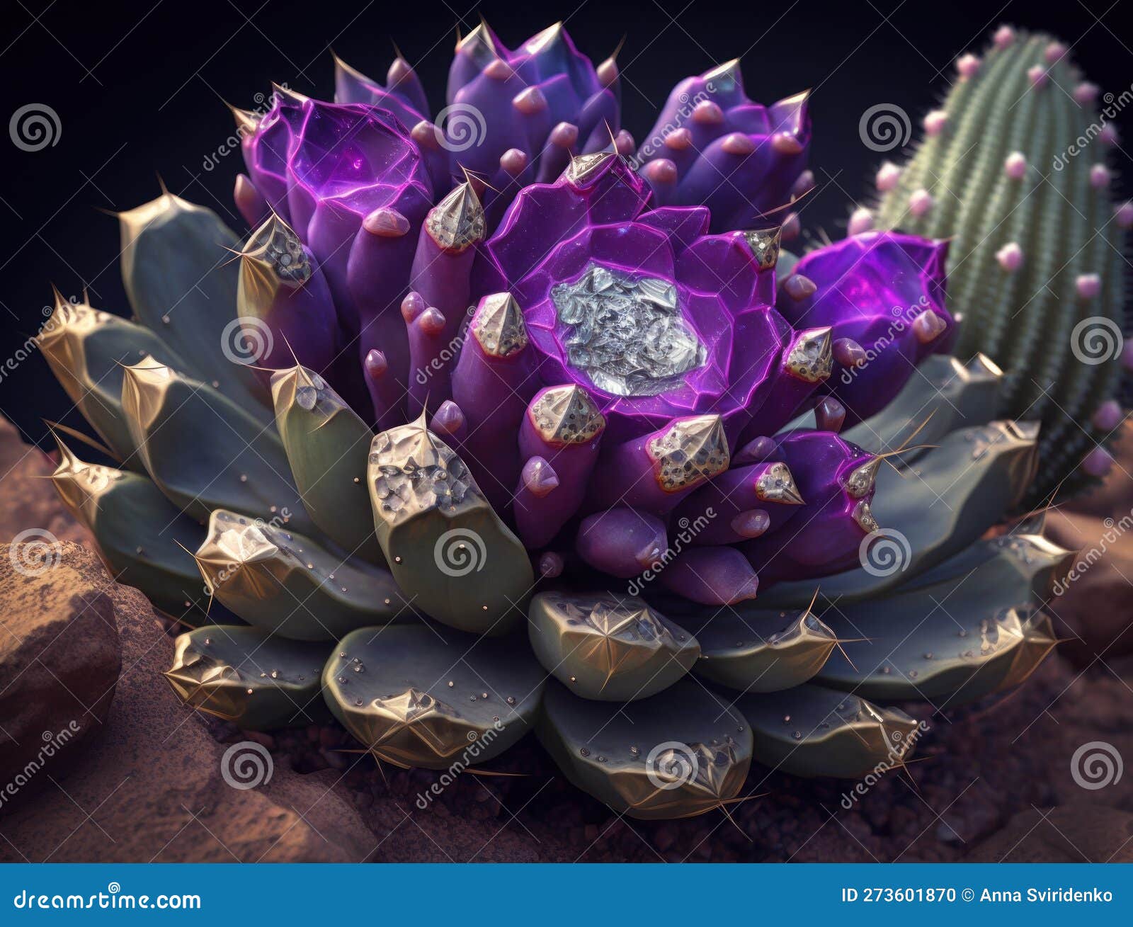 Amethyst Crystal Succulent Hybrid Created with Generative AI Technology ...