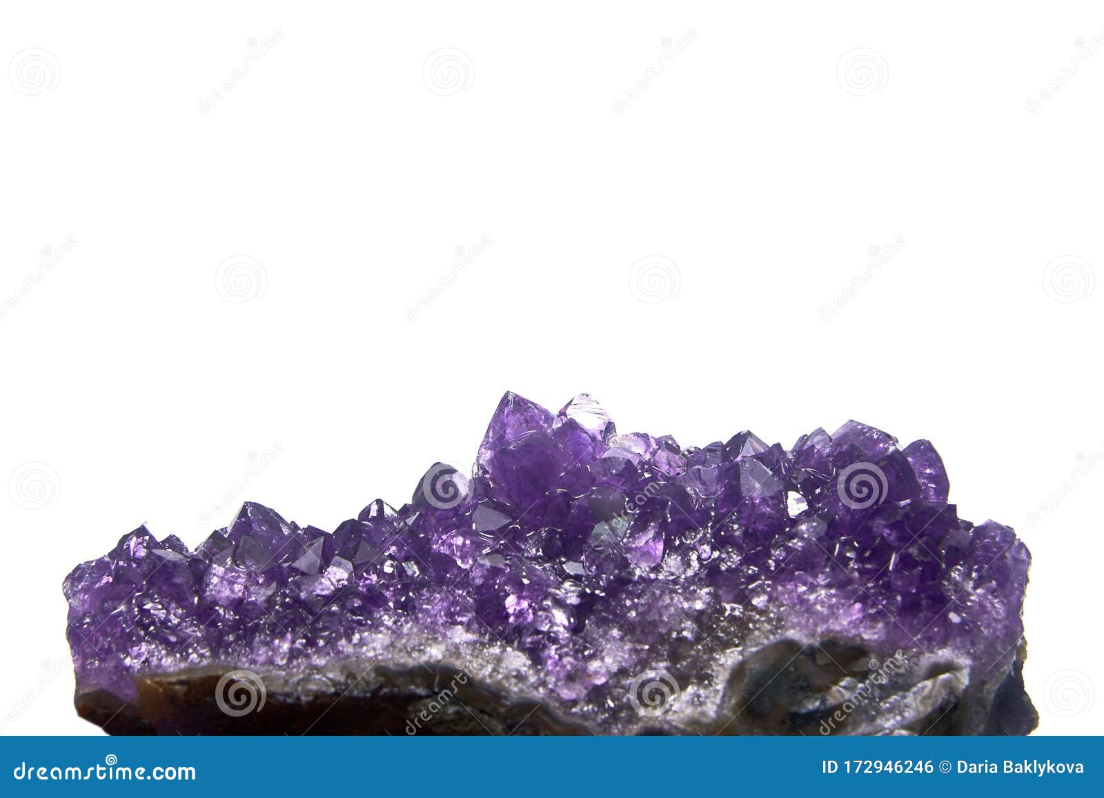 Amethyst Crystals Geode Isolated on White Stock Photo - Image of ...