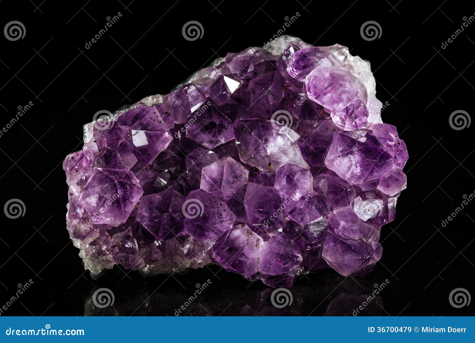 Amethyst Mineral Stone, Black Background Stock Image - Image of ...
