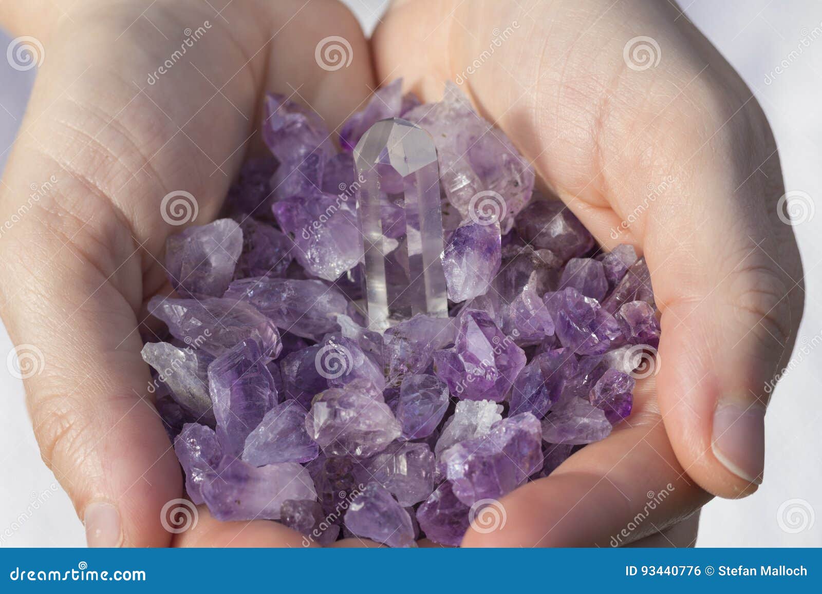 Amethyst Pieces in hands stock photo. Image of beautiful - 93440776