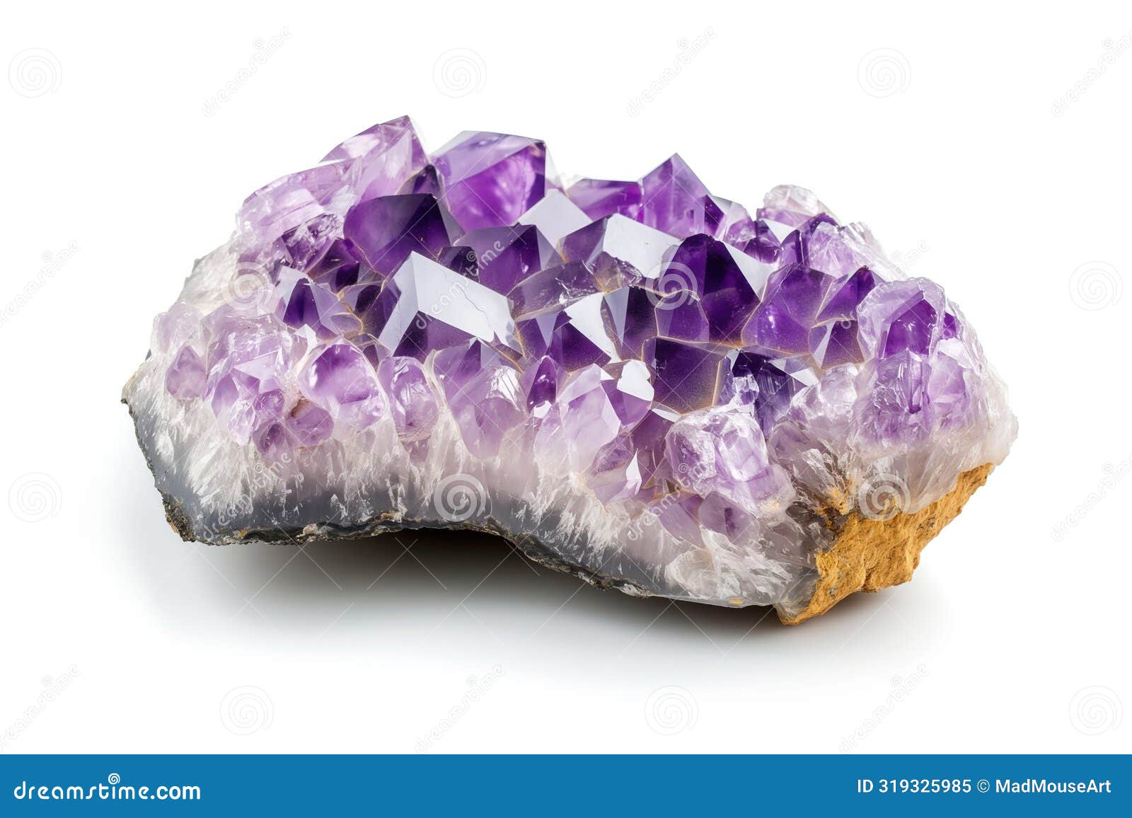 Amethyst Quartz Geode Close Up. Stone Crystals Isolated on White ...