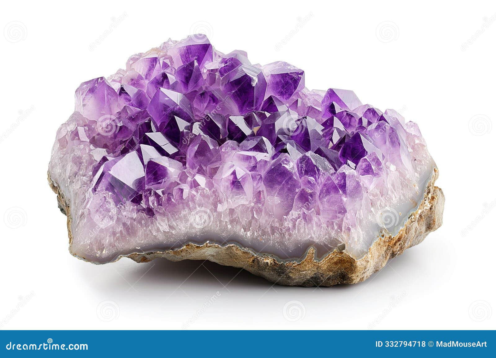 Amethyst Quartz Geode Close Up. Stone Crystals Isolated on White ...