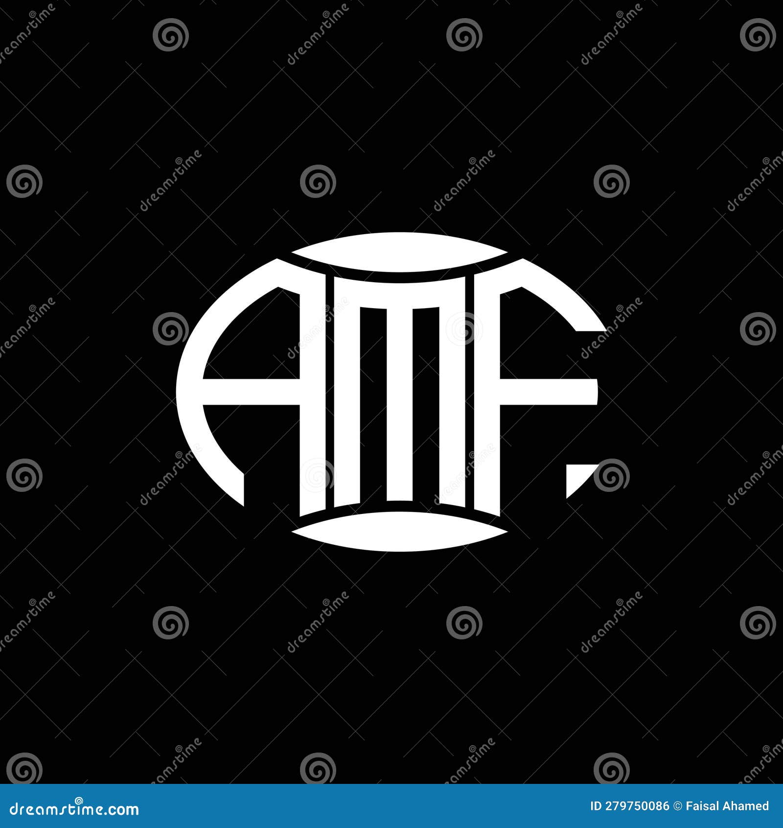 AMF Abstract Monogram Circle Logo Design on Black Background. AMF ...