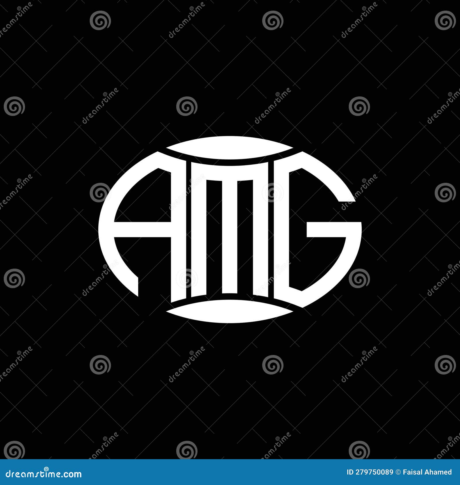 AMG Abstract Monogram Circle Logo Design on Black Background. AMG ...
