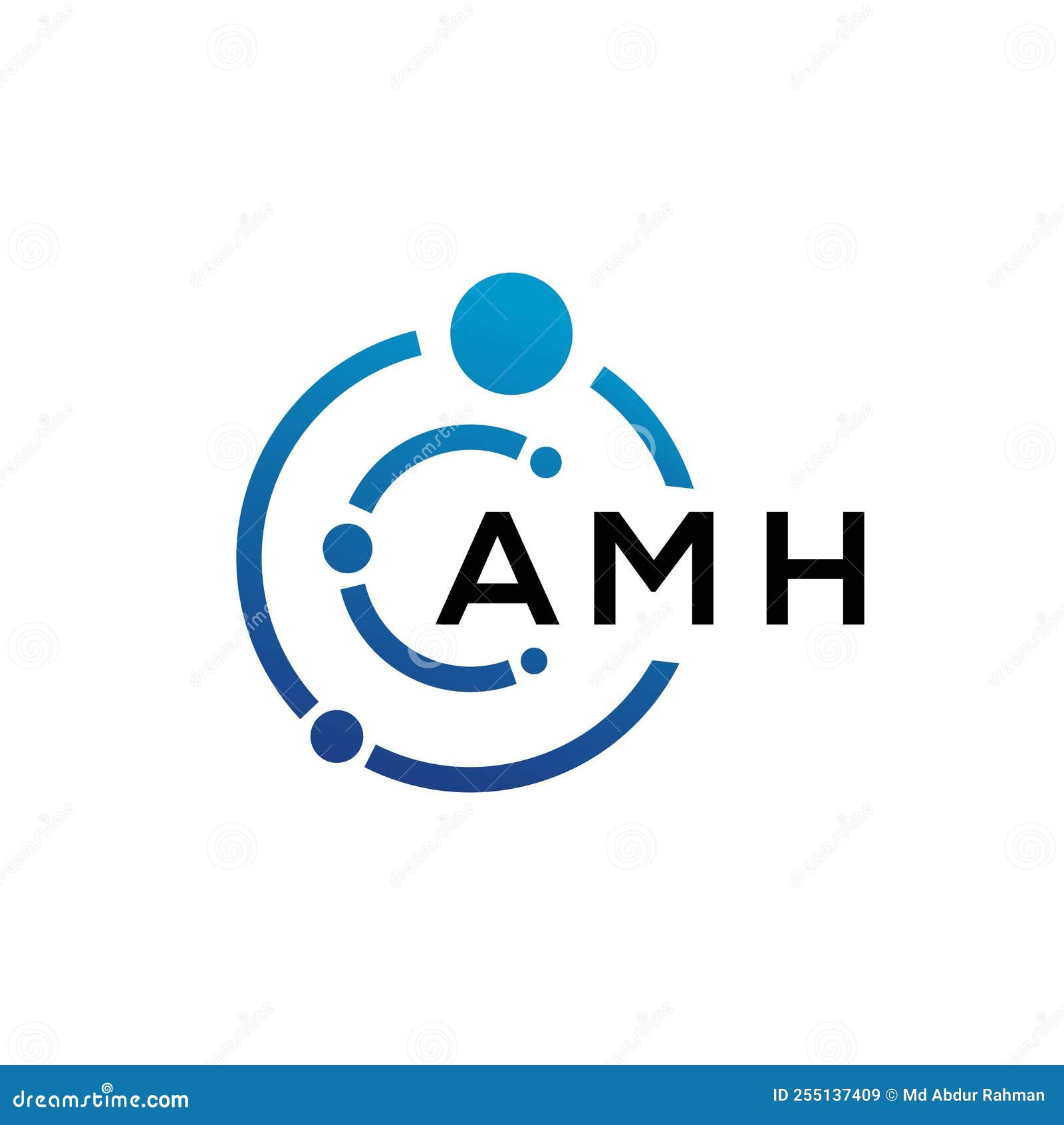 AMH Letter Logo Design On Black Background. AMH Creative Initials ...