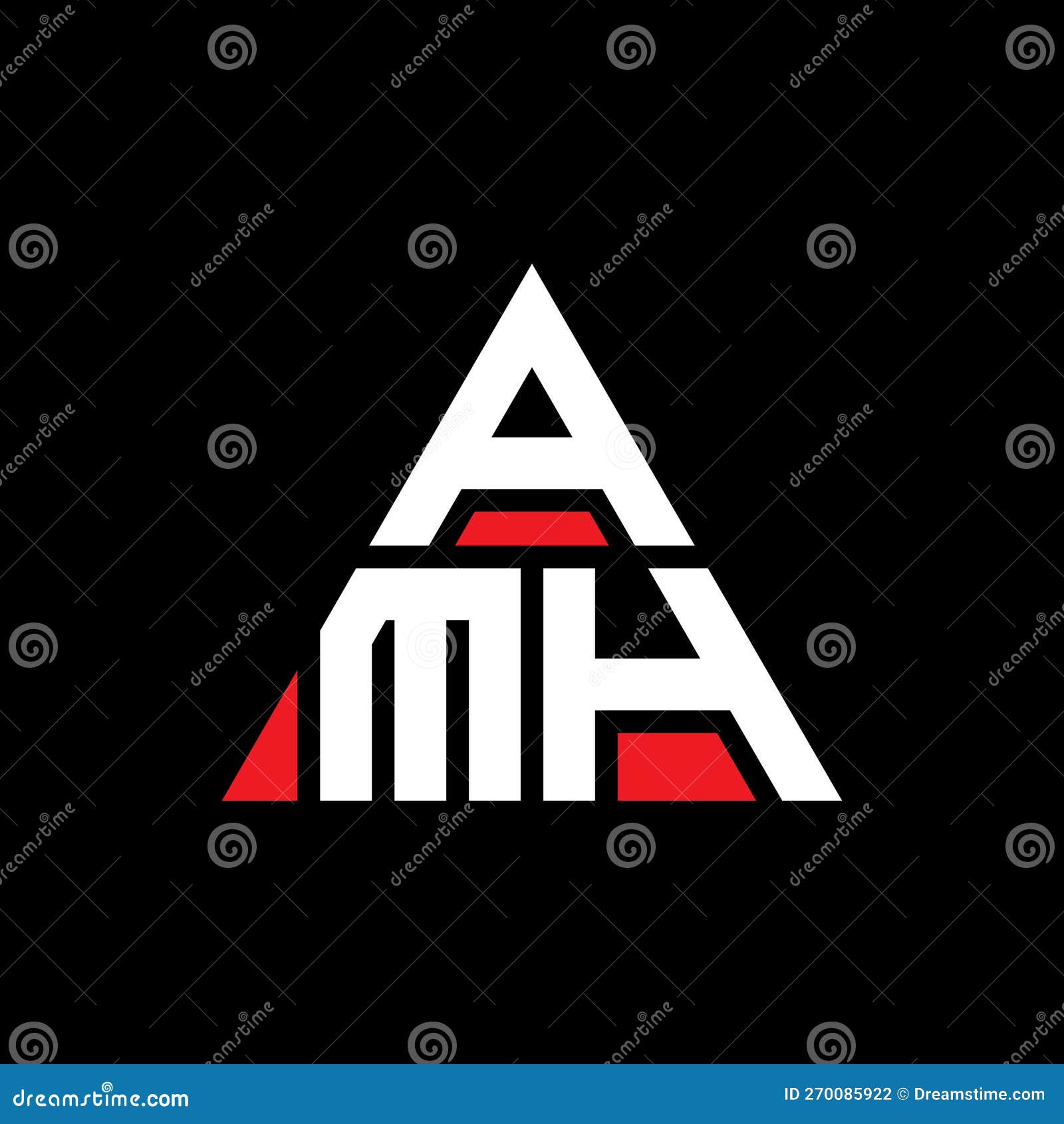 AMH Triangle Letter Logo Design With Triangle Shape. AMH Triangle Logo ...
