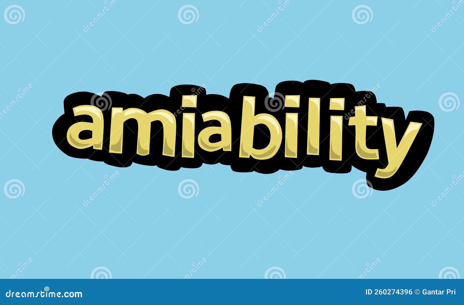 AMIABIILITY Writing Vector Design on a Blue Background Stock ...