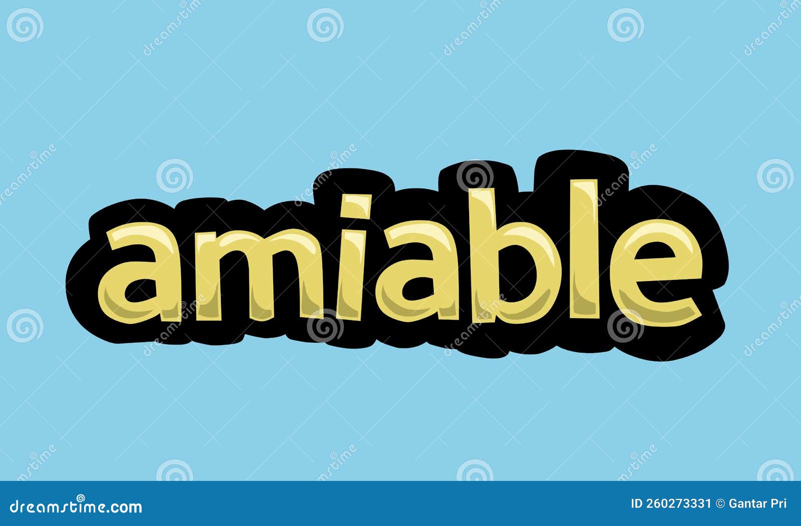 AMIABLE Writing Vector Design on a Blue Background Stock Vector ...