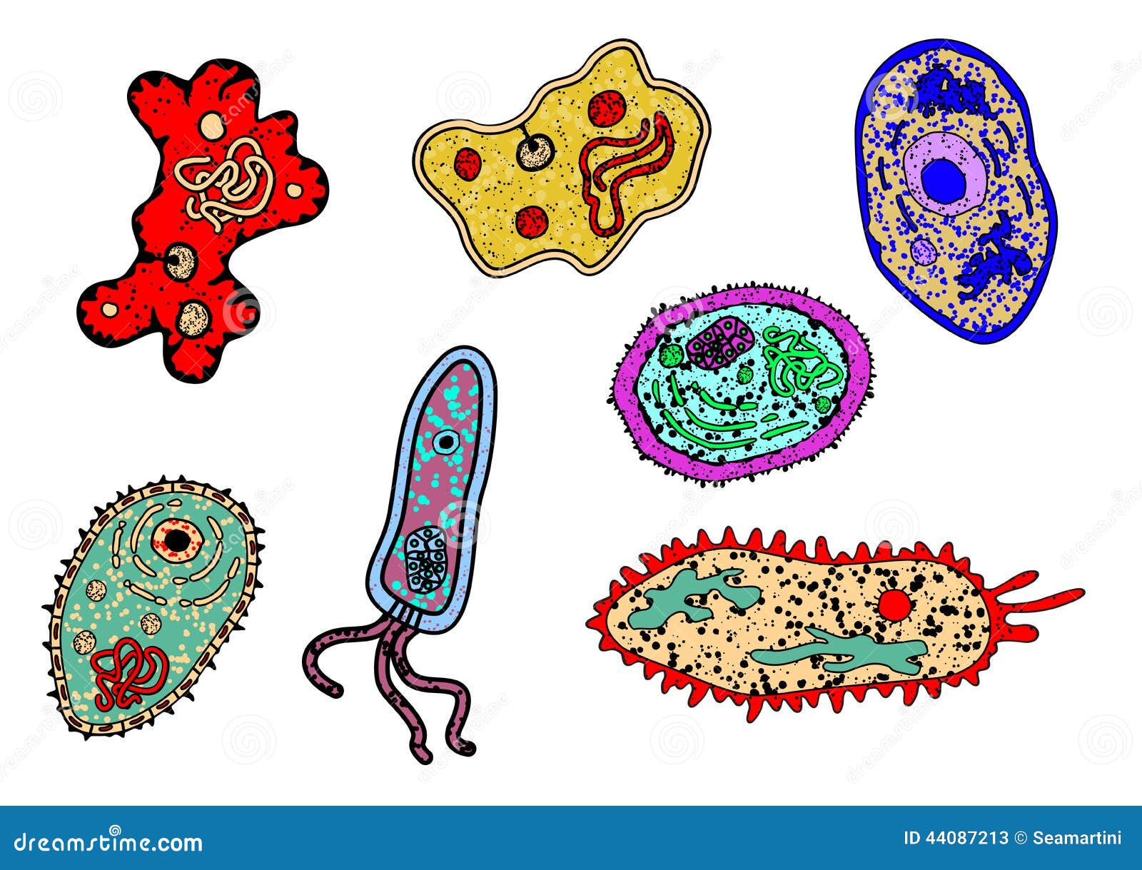 Amiba De La Historieta O Lifeforms Microbianos Ilustración del Vector ...