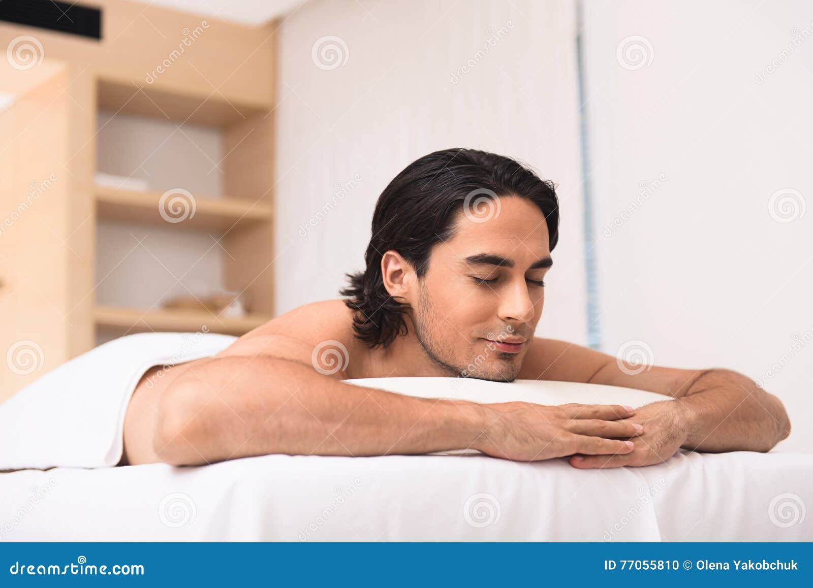 Amicable Man Dreaming in Spa Salon Stock Photo - Image of enjoying ...
