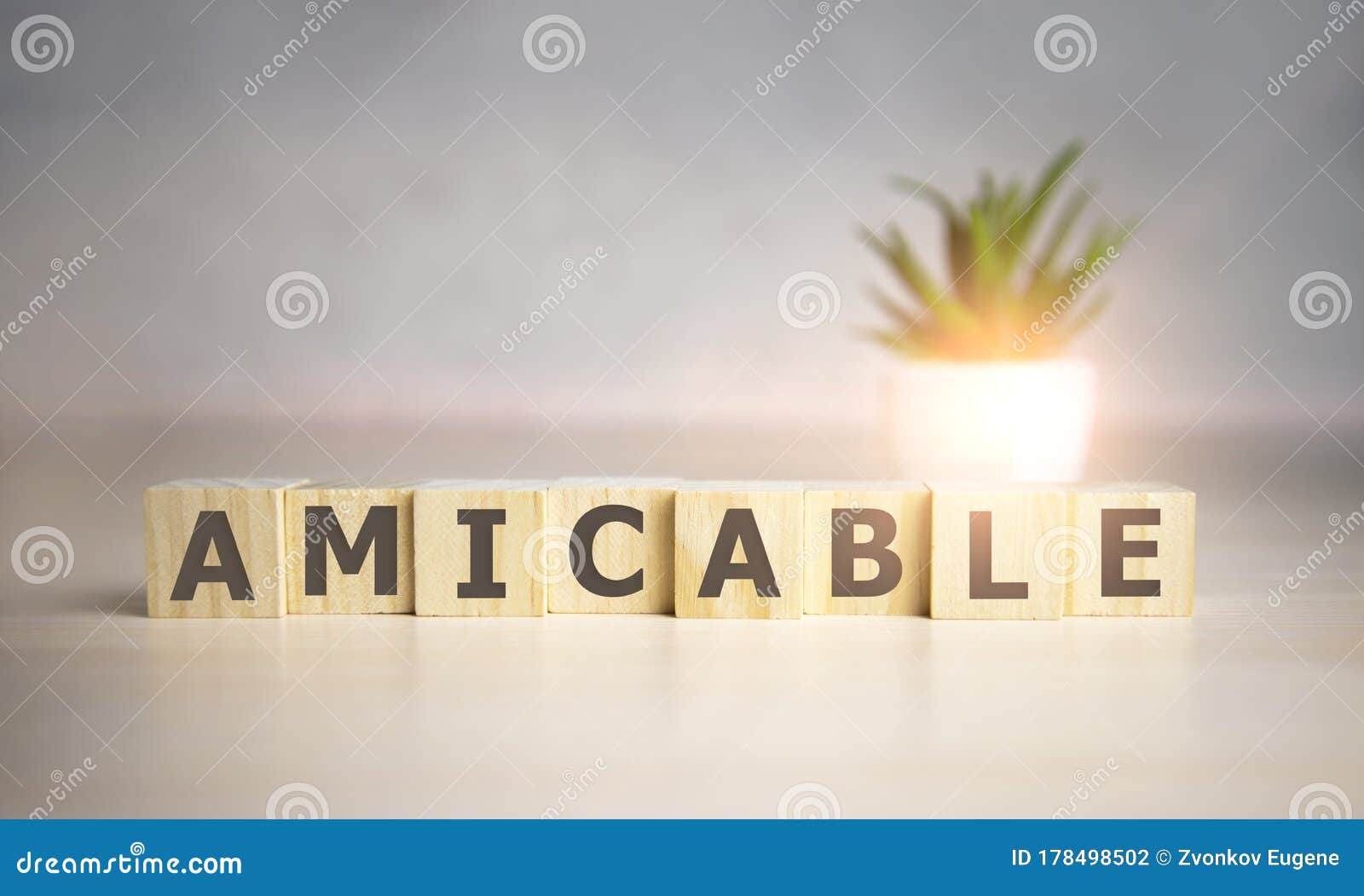 Amicable - Word on Wooden Cubes, Concept Family Stock Photo - Image of ...