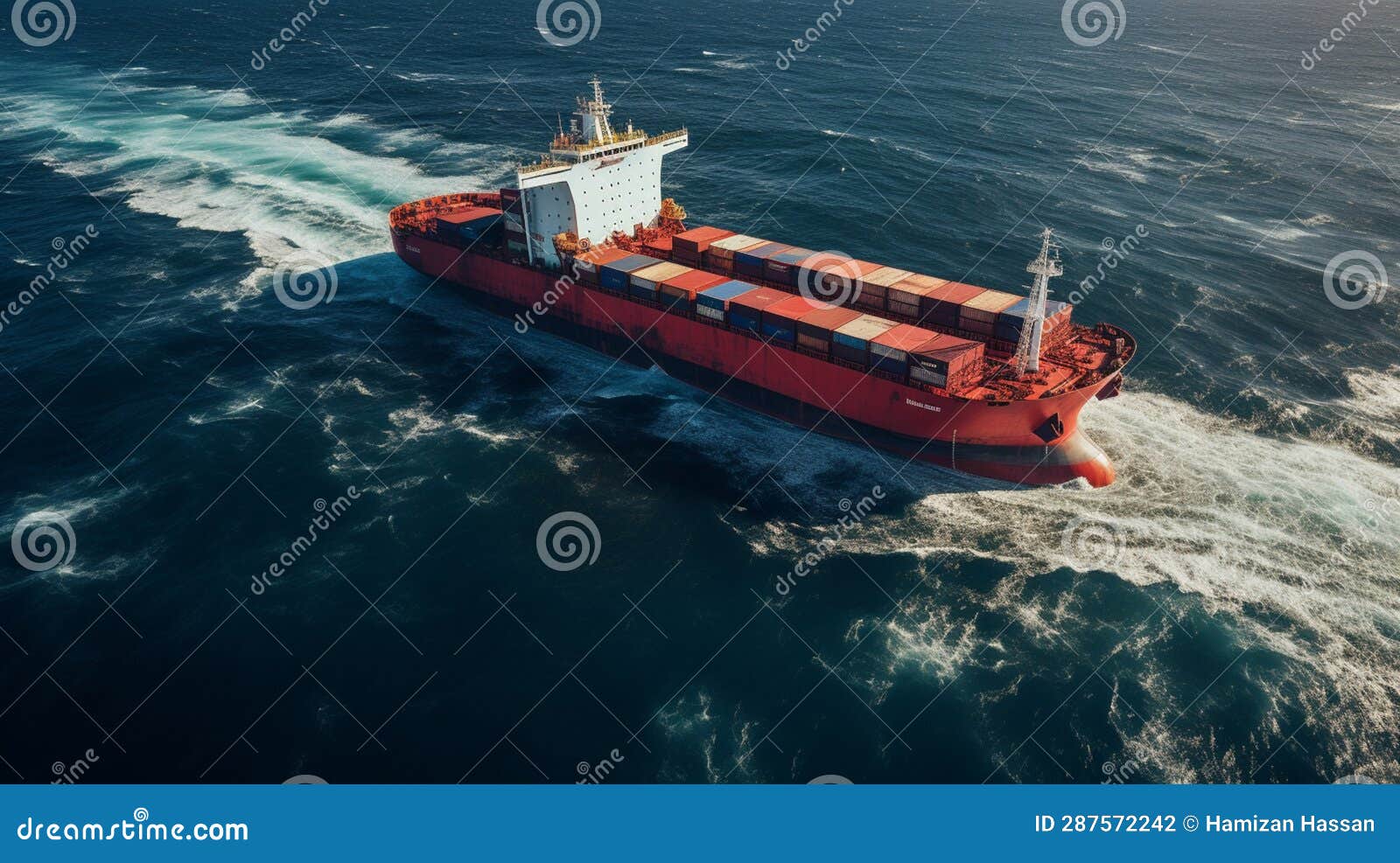 Amid Endless Waves, a Cargo Ship Sails. Its Massive Frame Plows through ...
