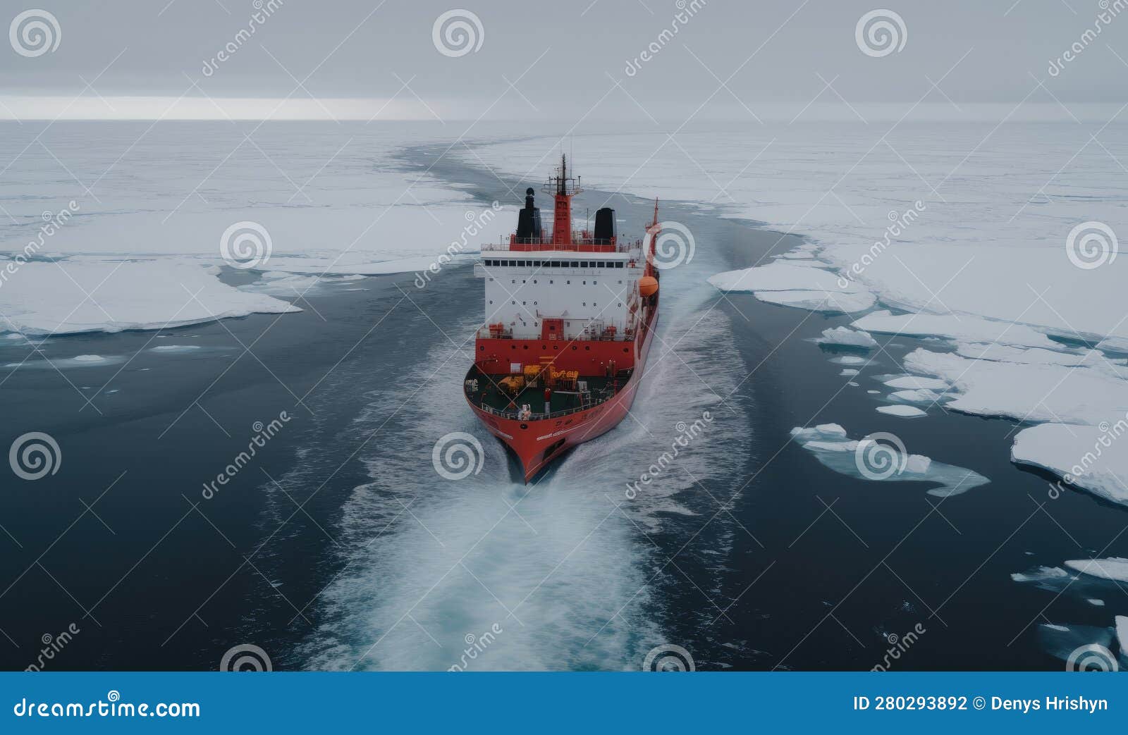 Amidst the Atlantic Ocean the Icebreaker Clears Icy Paths Creating ...