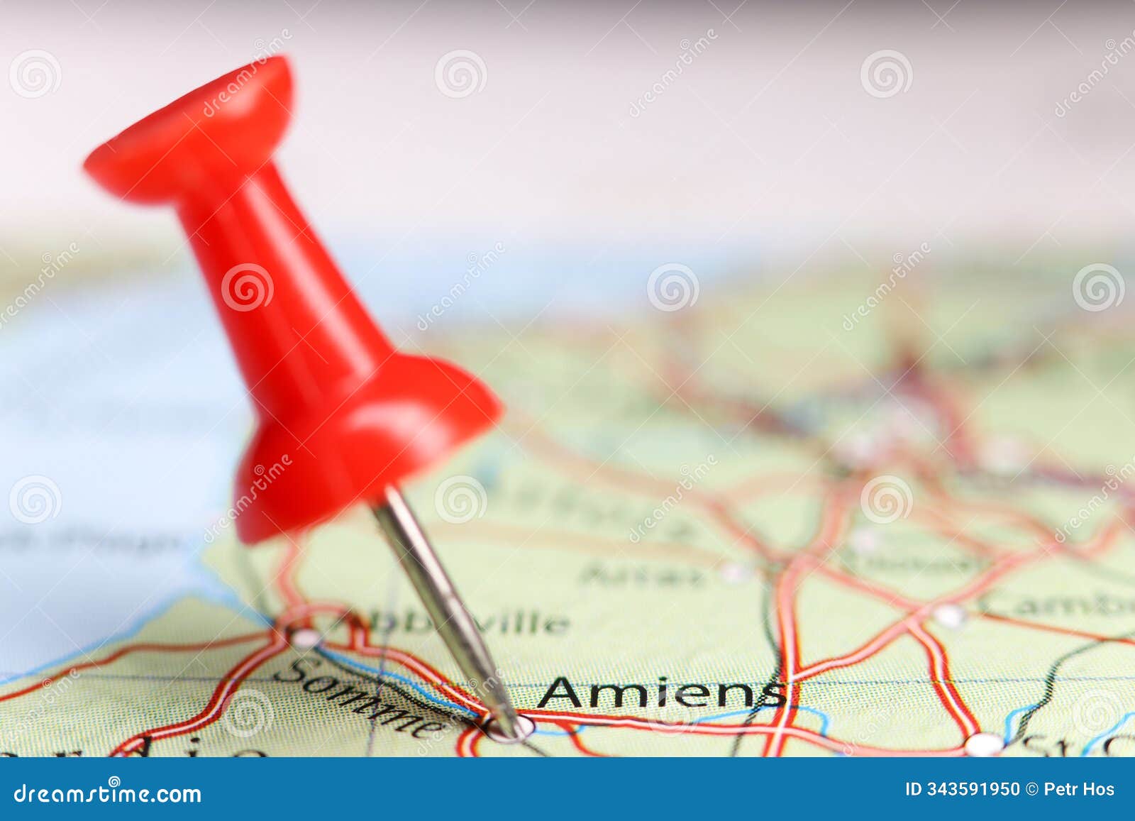 Amiens, France pin on map stock photo. Image of island - 343591950