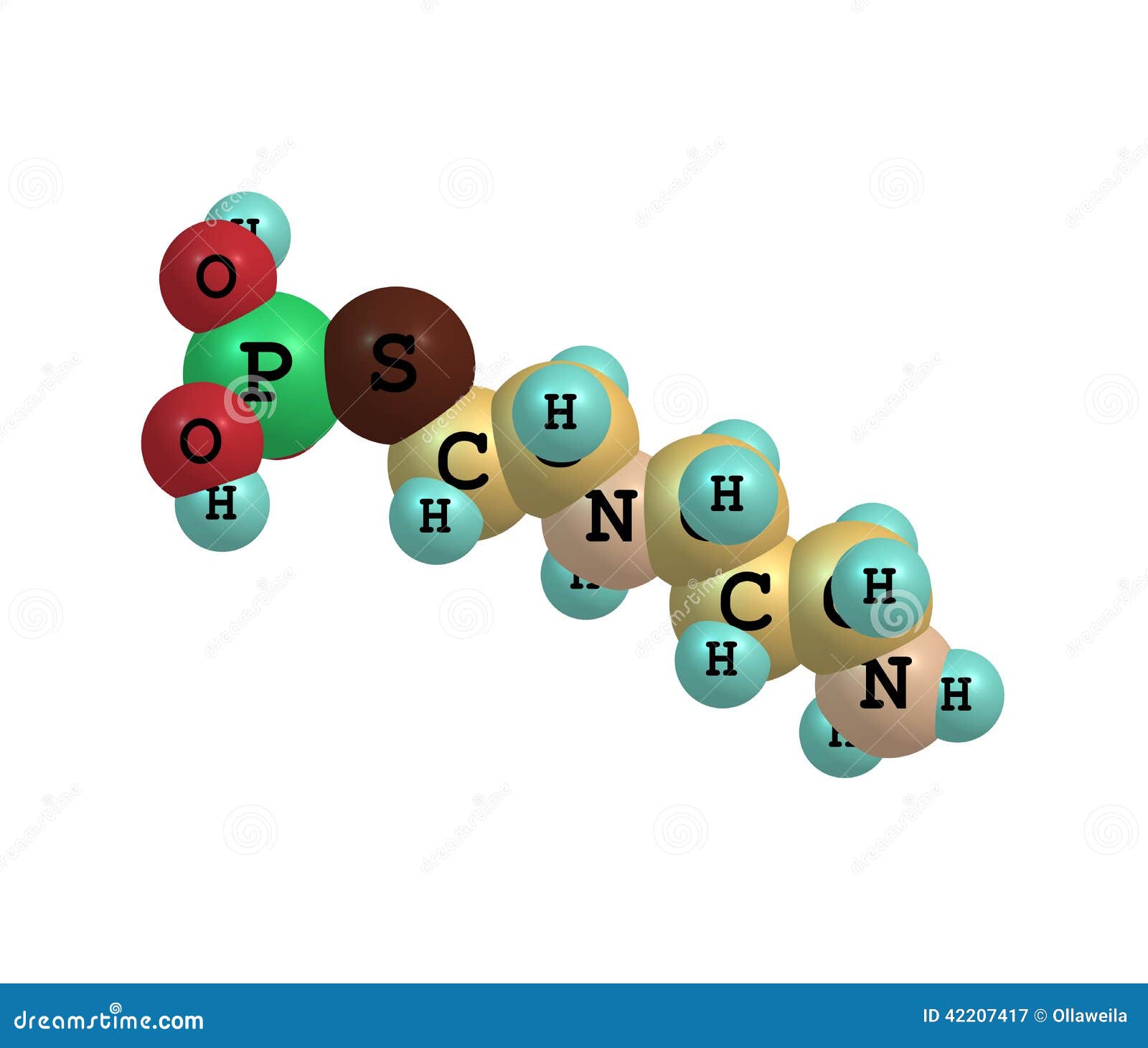 Amifostine Molecular Structure Isolated on White Stock Illustration ...