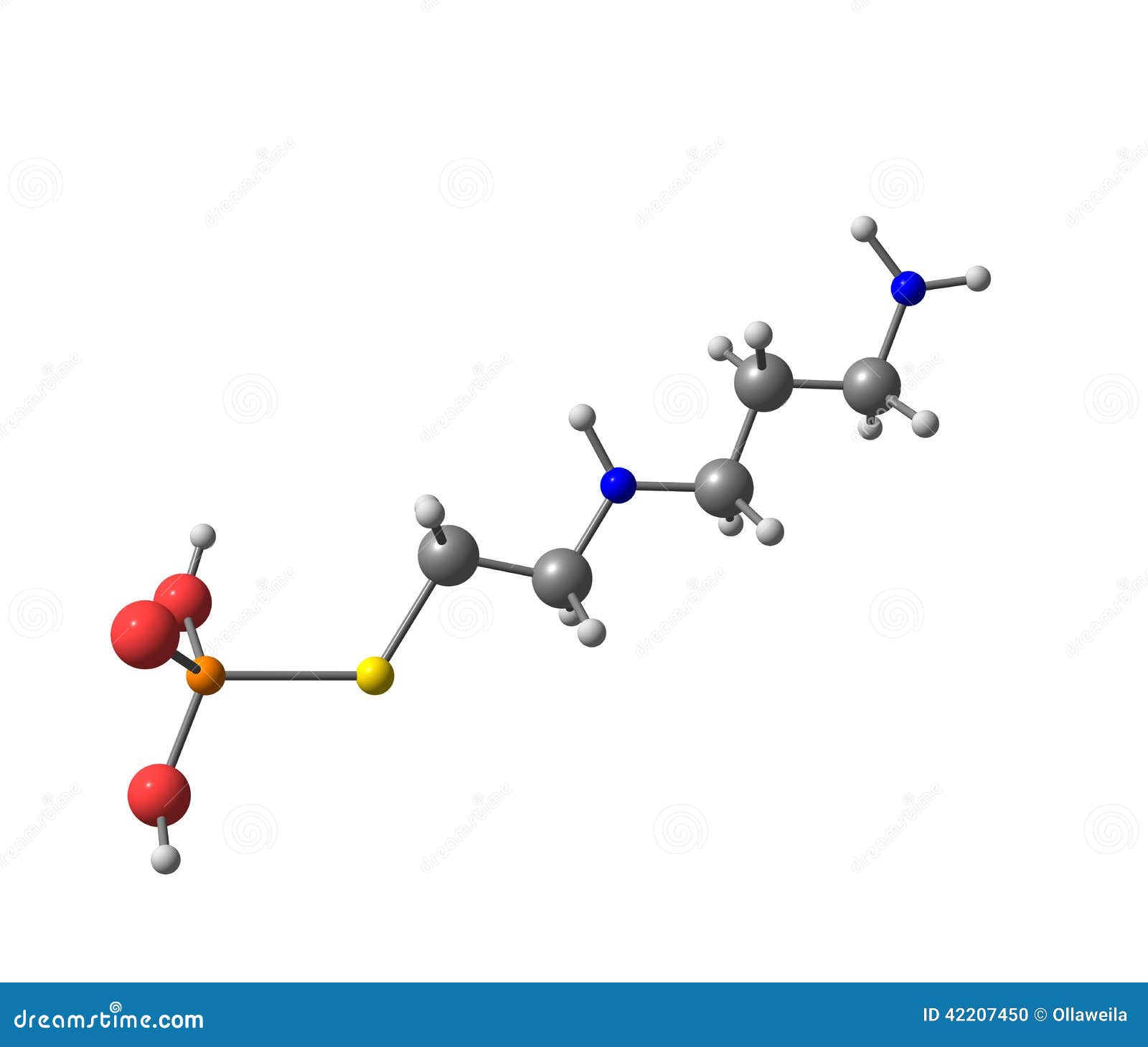 Amifostine Molecular Structure Isolated on White Stock Illustration ...