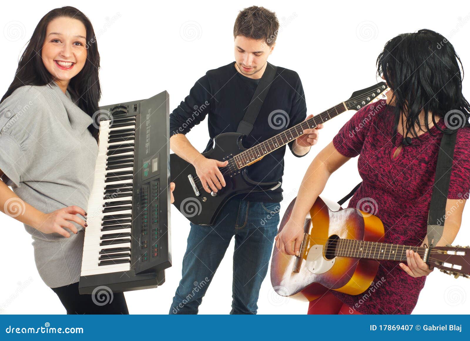 Amigos Felizes Com Instrumentos Musicais Imagem de Stock - Imagem de ...