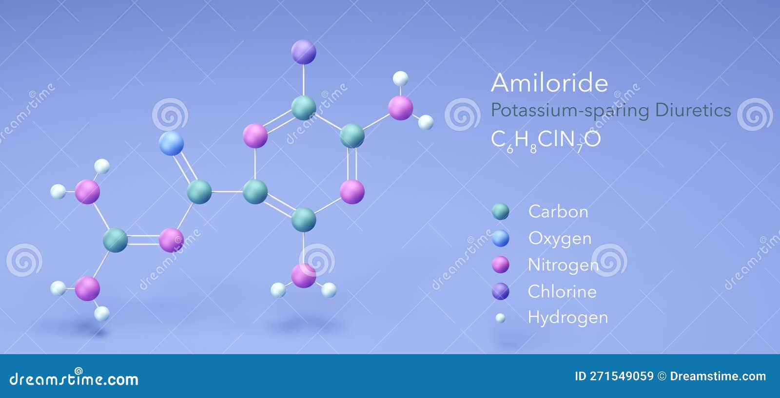 Amiloride Molecular Structure, 3d Model Molecule, Potassium-sparing ...