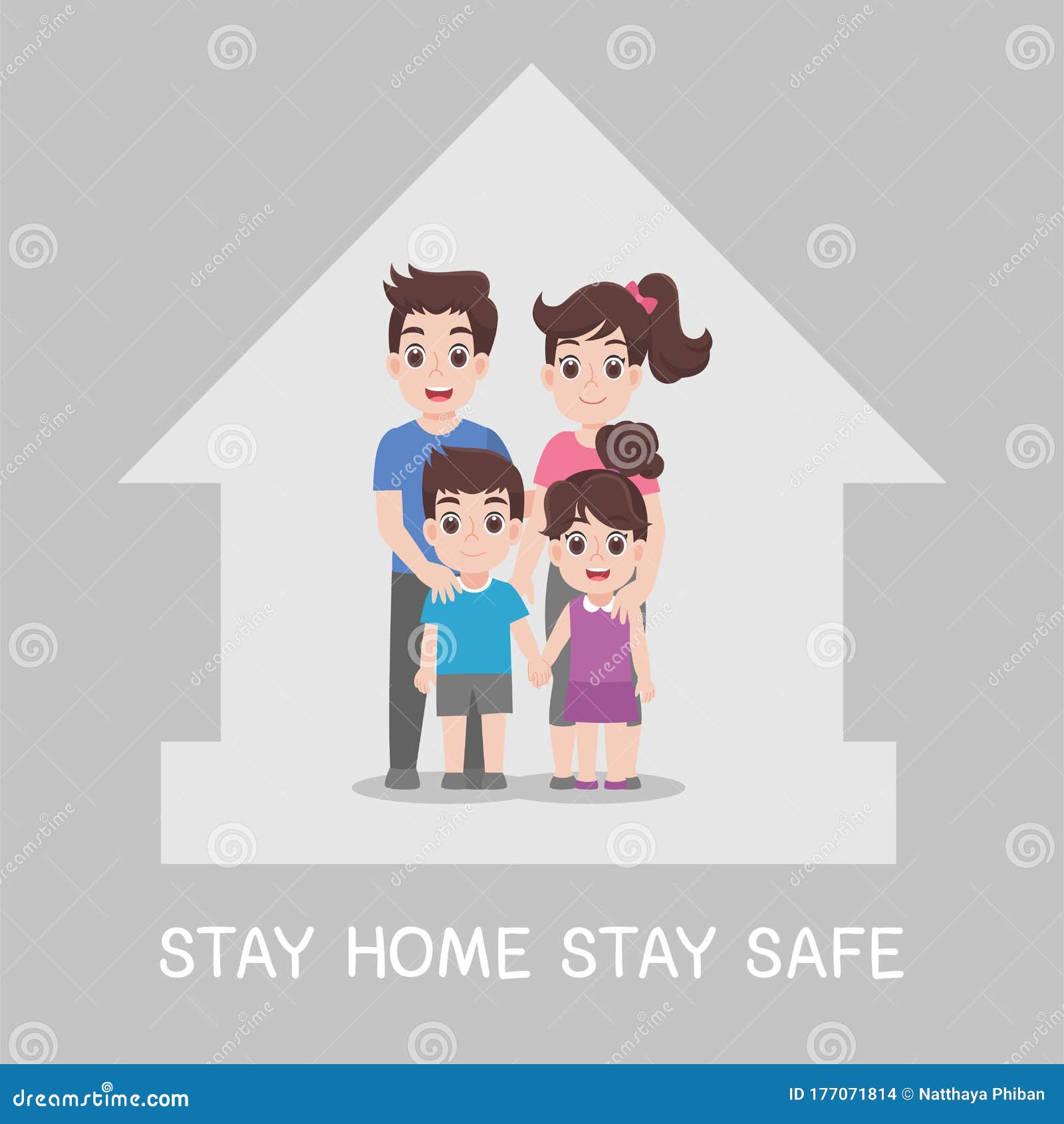Amily Stay Home Stay Safe Together at Home Stock Vector - Illustration ...