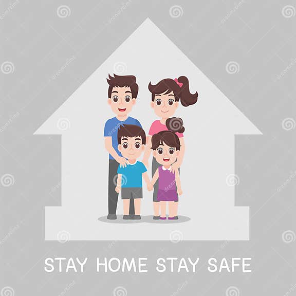 Amily Stay Home Stay Safe Together at Home Stock Vector - Illustration ...