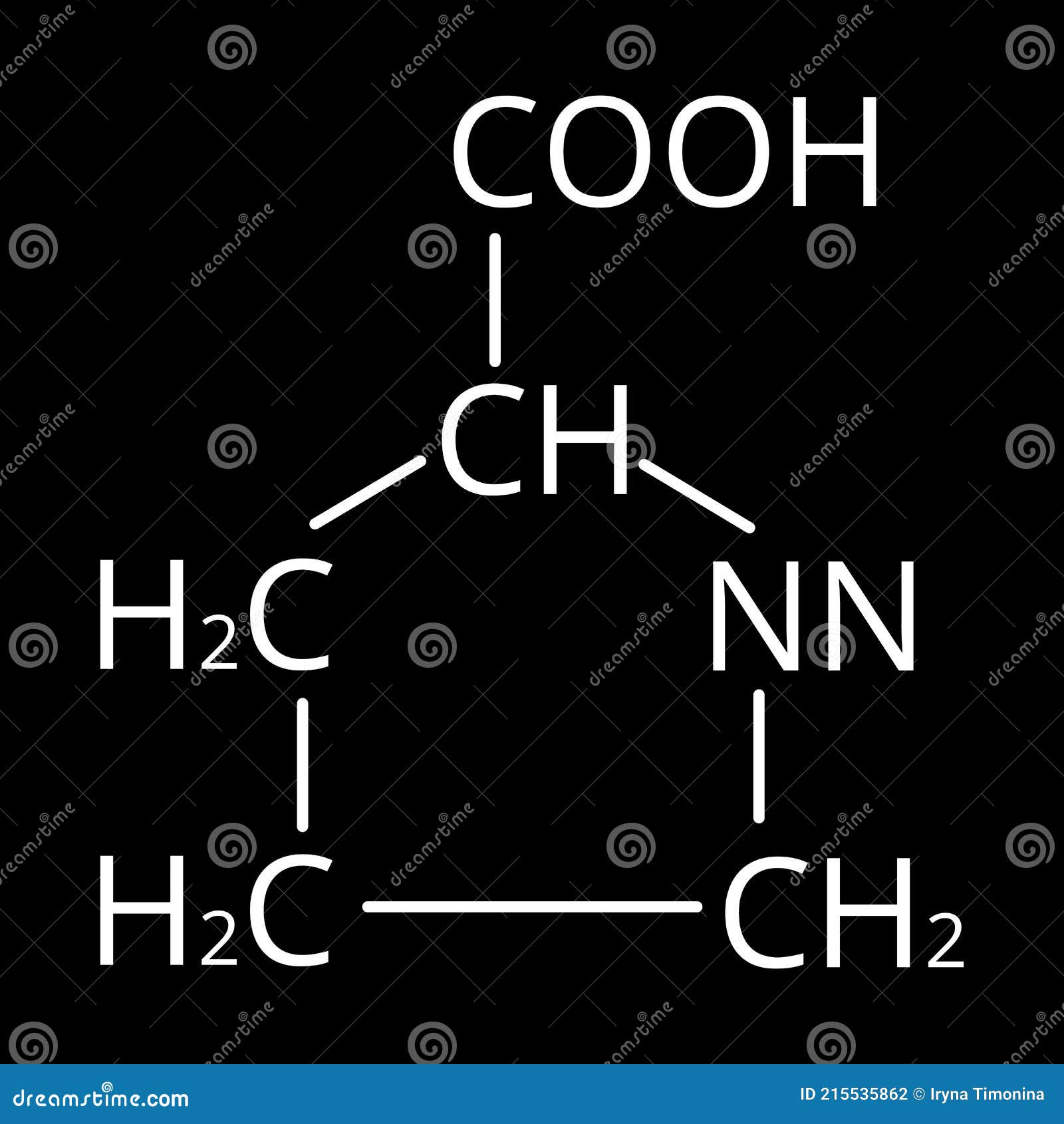 Proline Molecular Structure. Proline Skeletal Chemical Formula ...