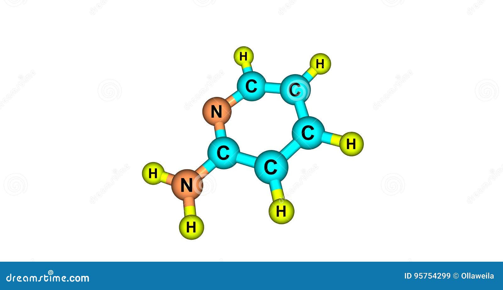 2-Aminopyridine Molecular Structure Isolated on White Stock ...