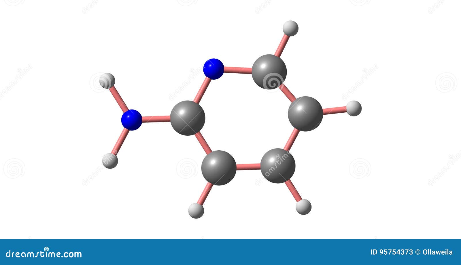 2-Aminopyridine Molecular Structure Isolated on White Stock ...