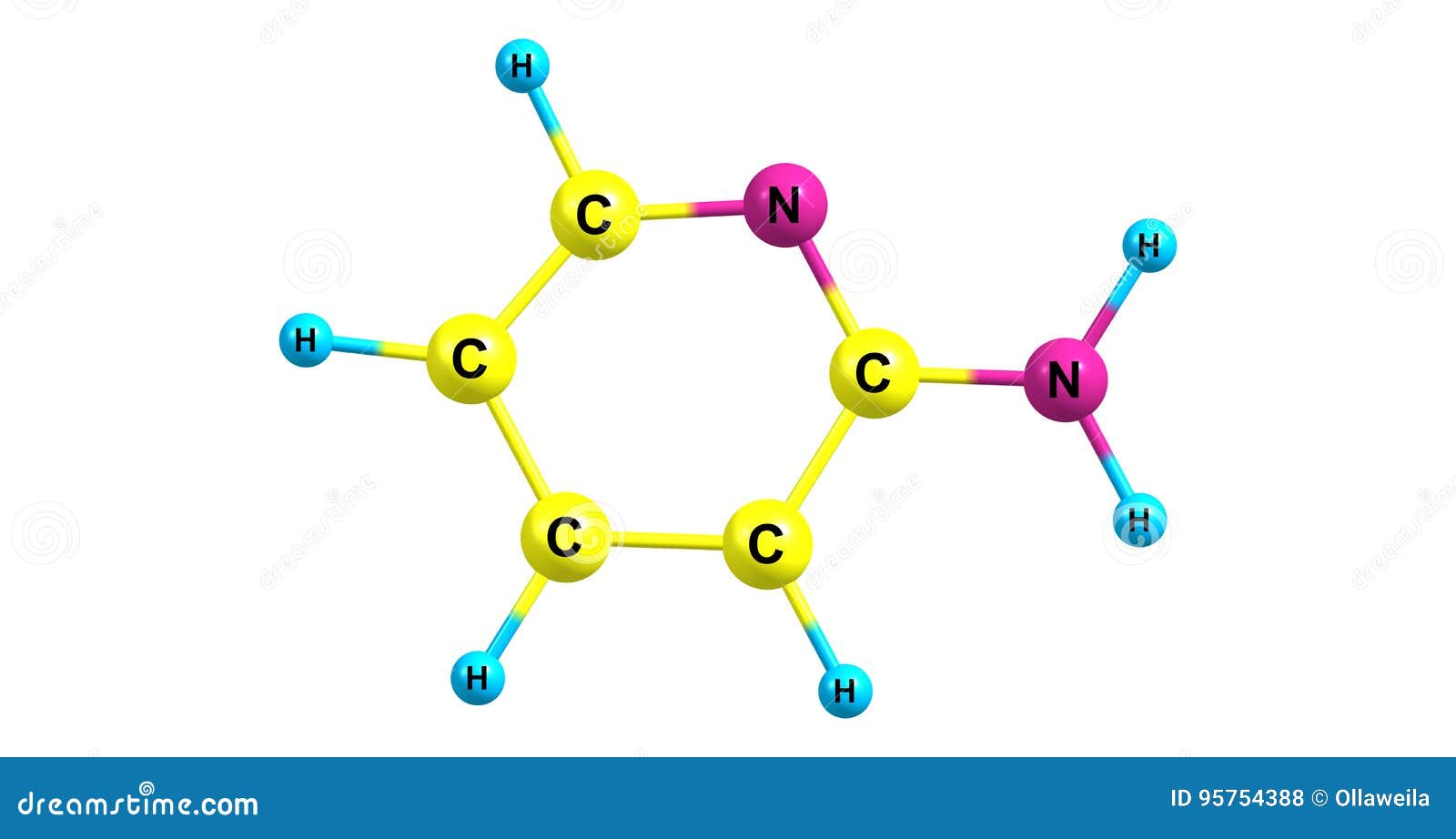 2-Aminopyridine Molecular Structure Isolated on White Stock ...
