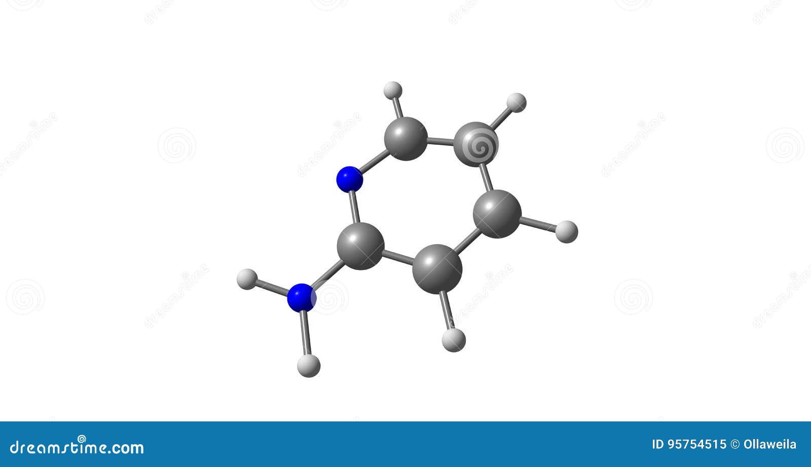 2-Aminopyridine Molecular Structure Isolated on White Stock ...