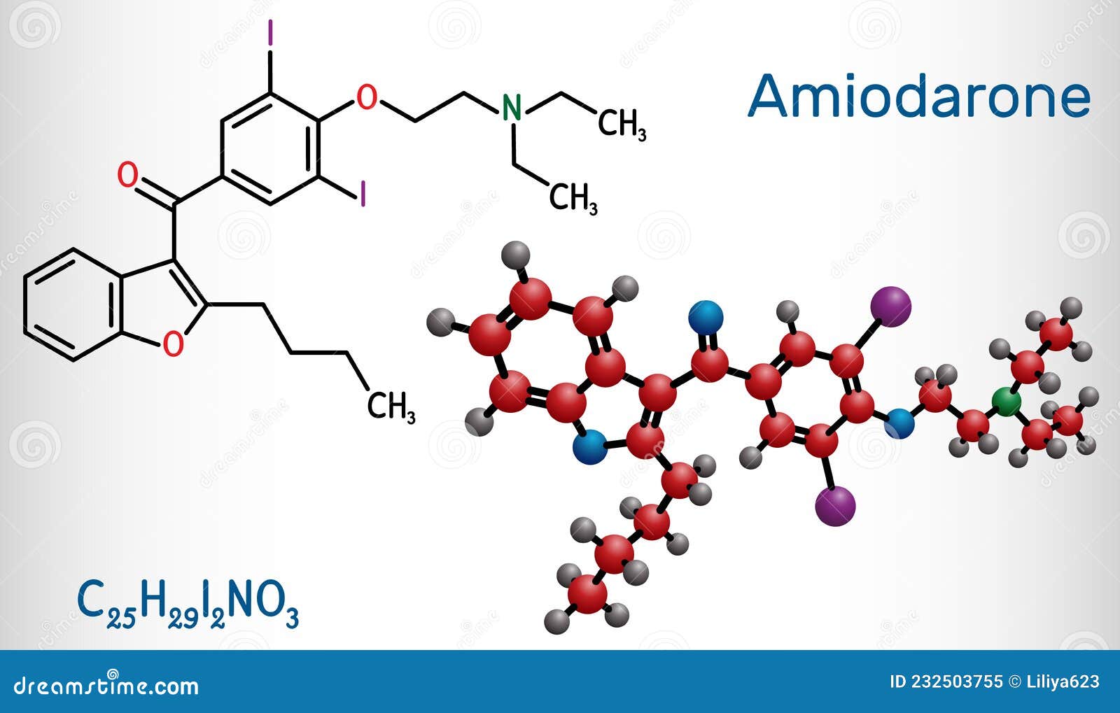 Amiodarone Molecule. it is Antiarrhythmic, Vasodilatory, Cardiovascular ...