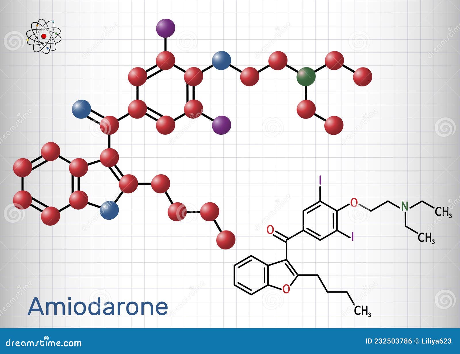 Amiodarone Molecule. It Is Antiarrhythmic, Vasodilatory, Cardiovascular ...
